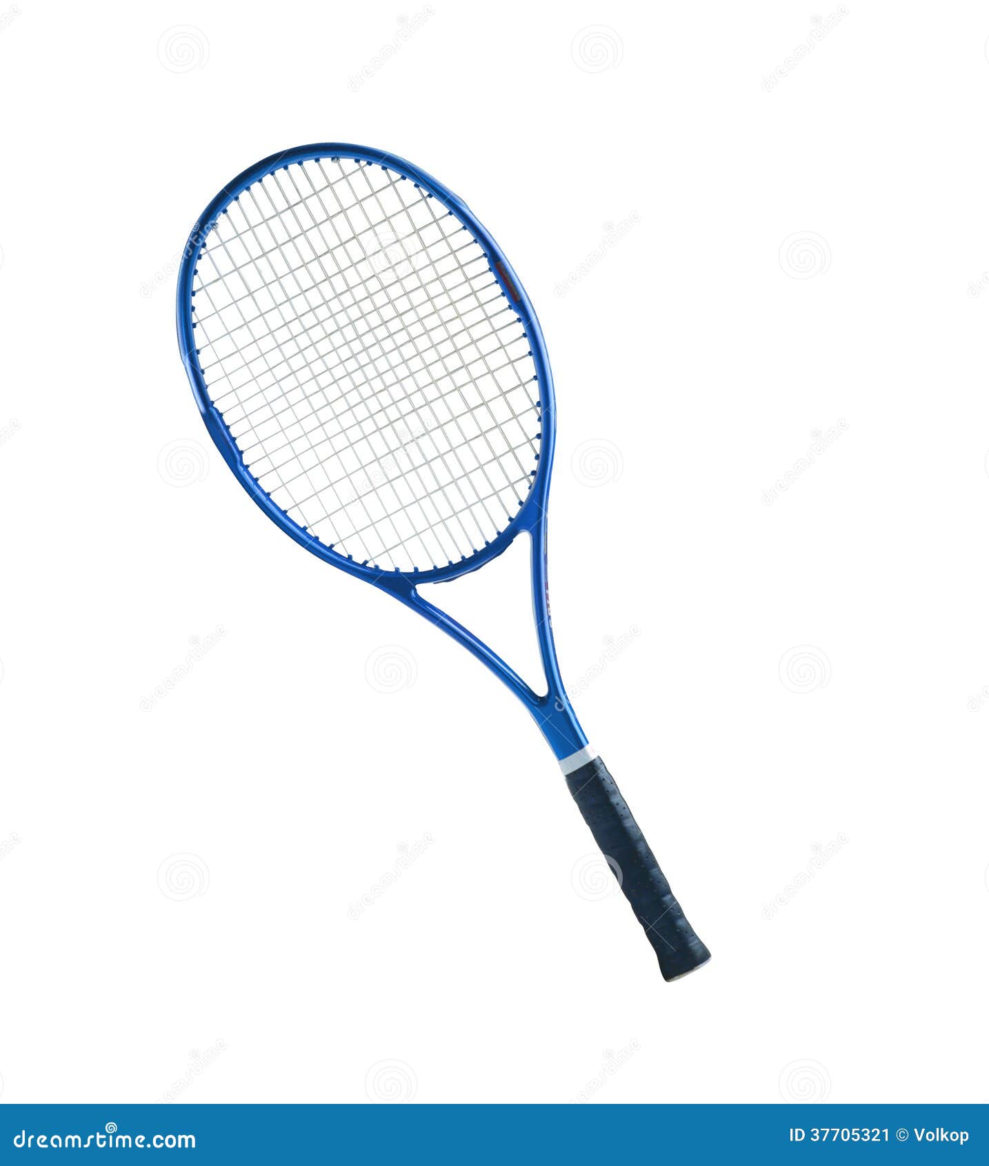 De Blauwe Tennisracket Isoleerde Witte Achtergrond Stock Afbeelding ...