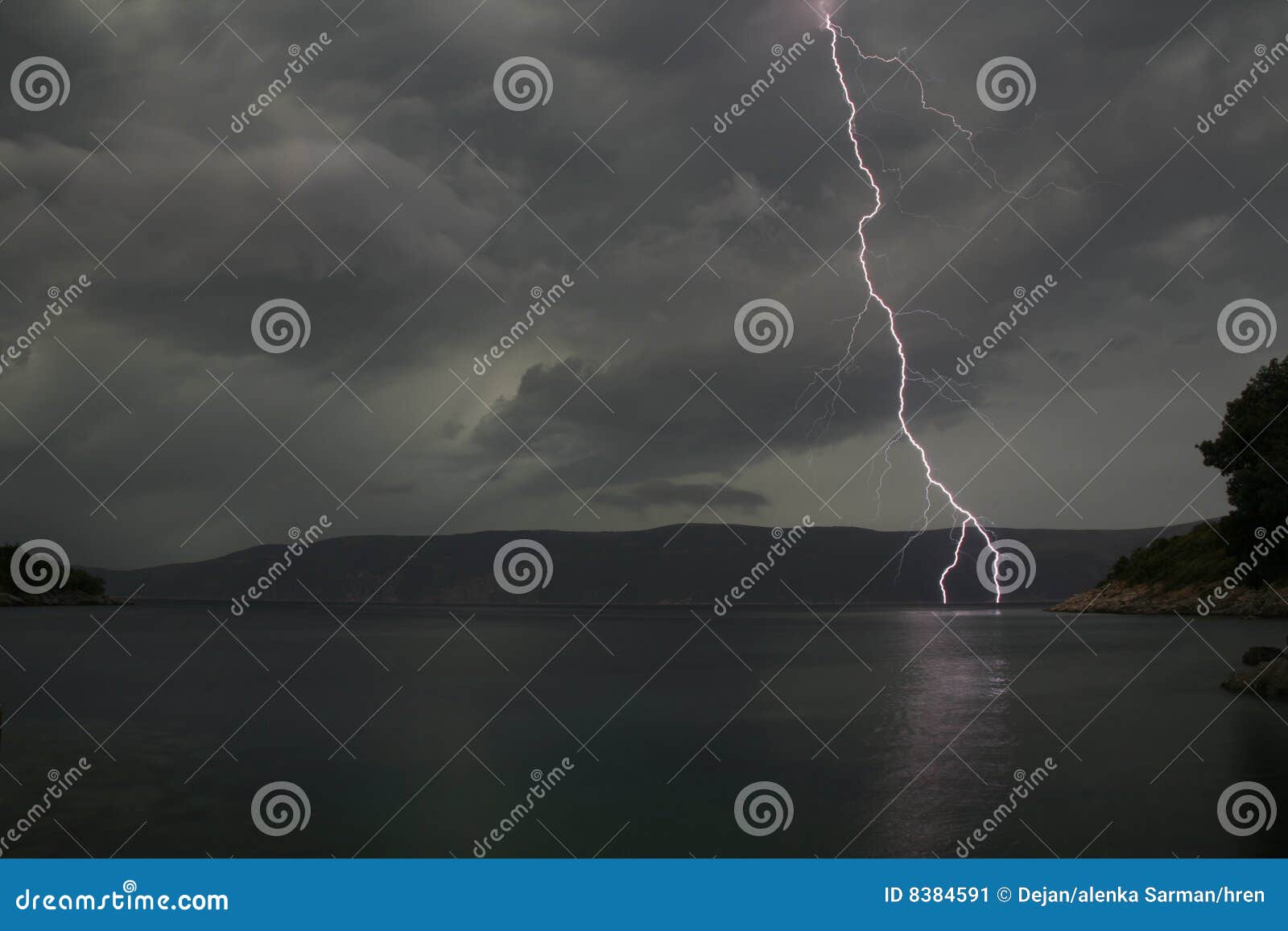 De Bliksem/de Blikseminslag Van De Avond Stock Afbeelding - Image of ...