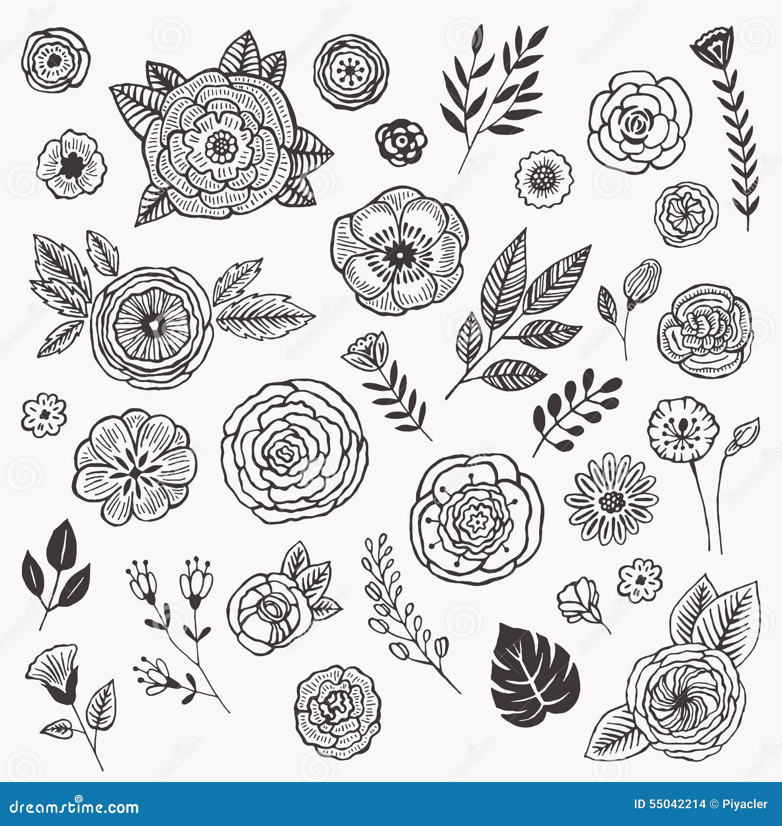 De bloemen van de zomer vector illustratie. Illustration of reeks ...