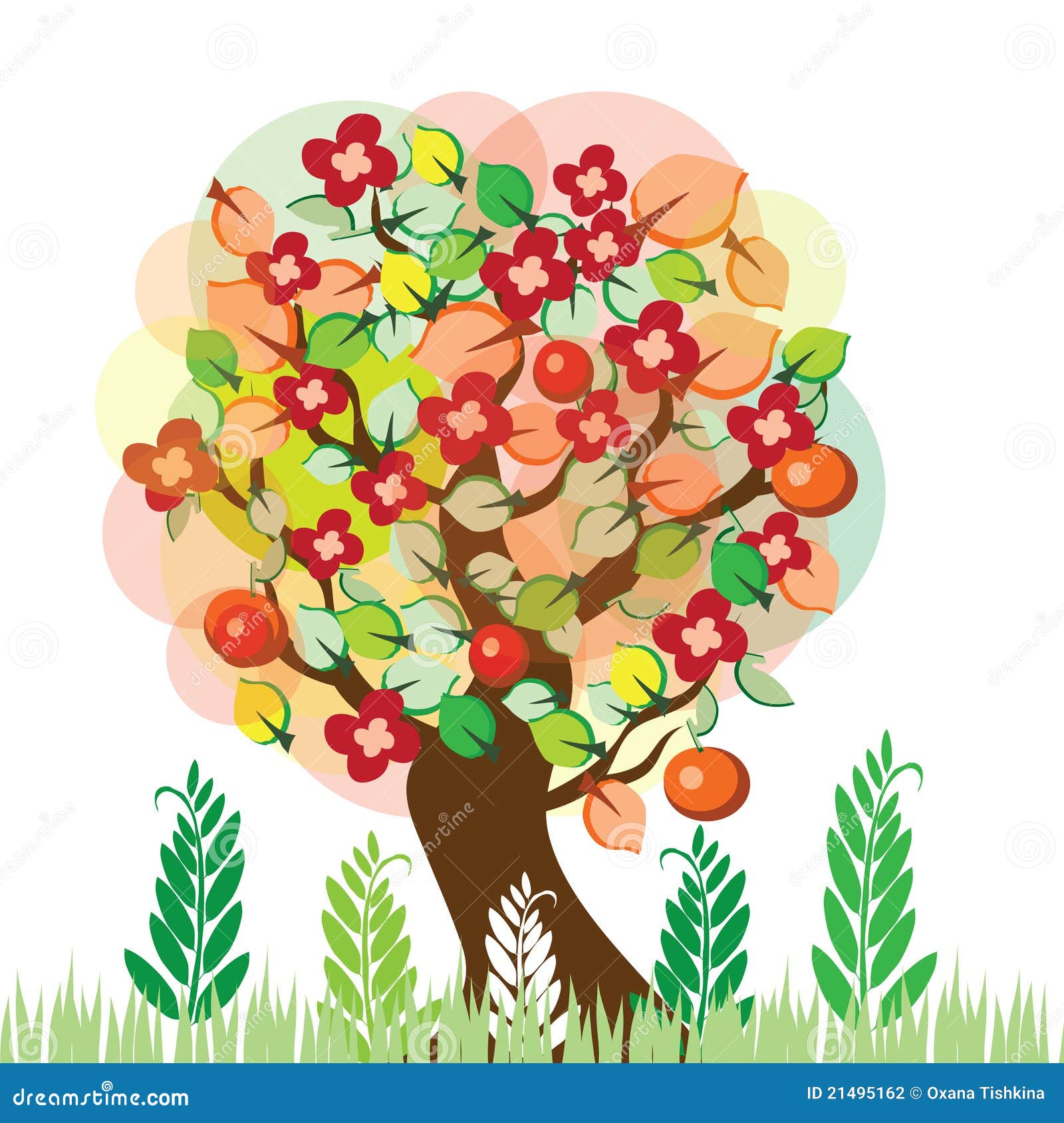 De boom van de appel vector illustratie. Illustration of vruchten ...