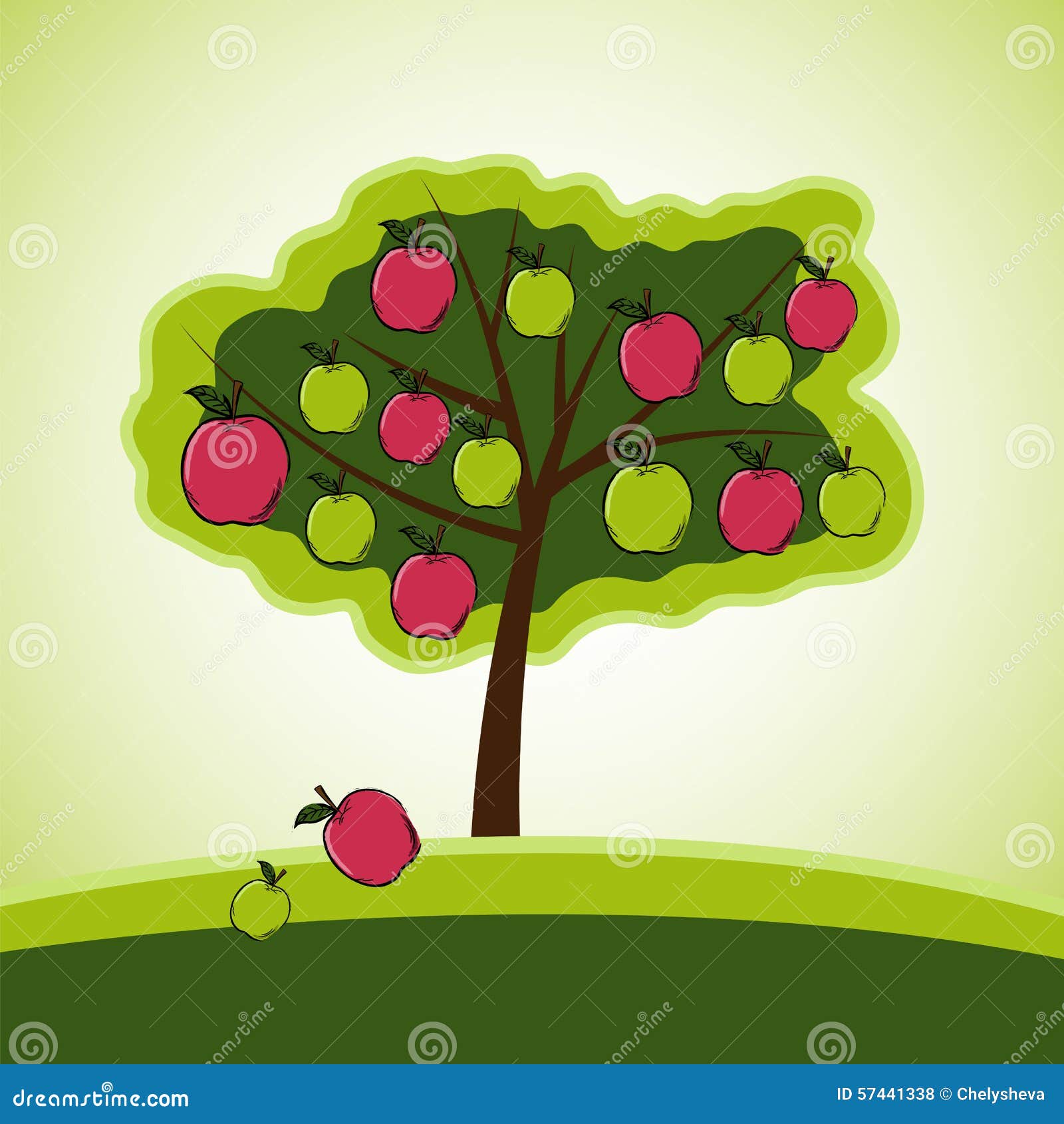 De boom van de appel vector illustratie. Illustration of gewas - 57441338