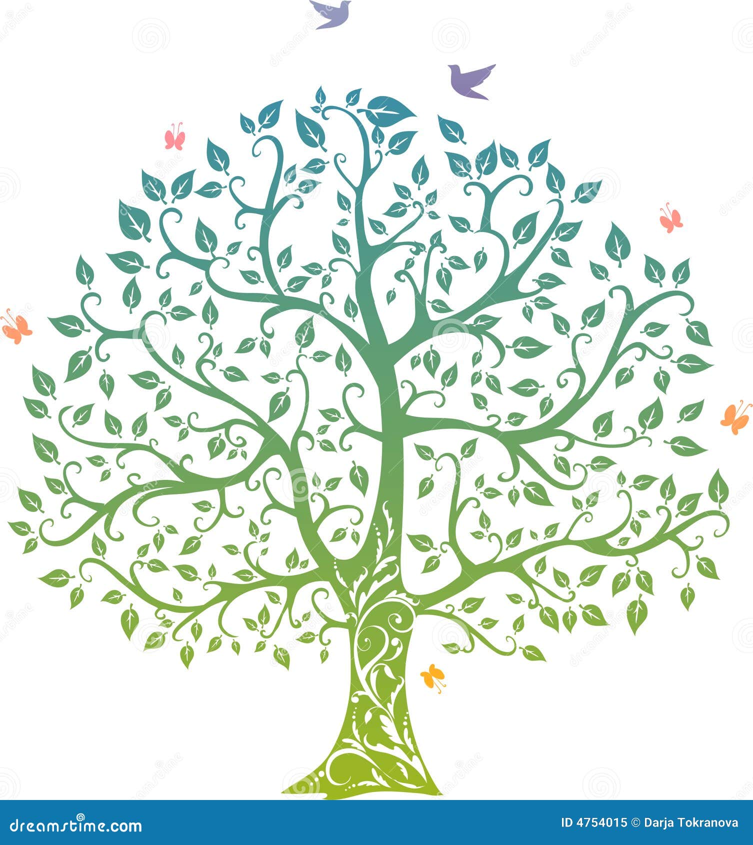 De boom van de zomer vector illustratie. Illustration of bloemen - 4754015