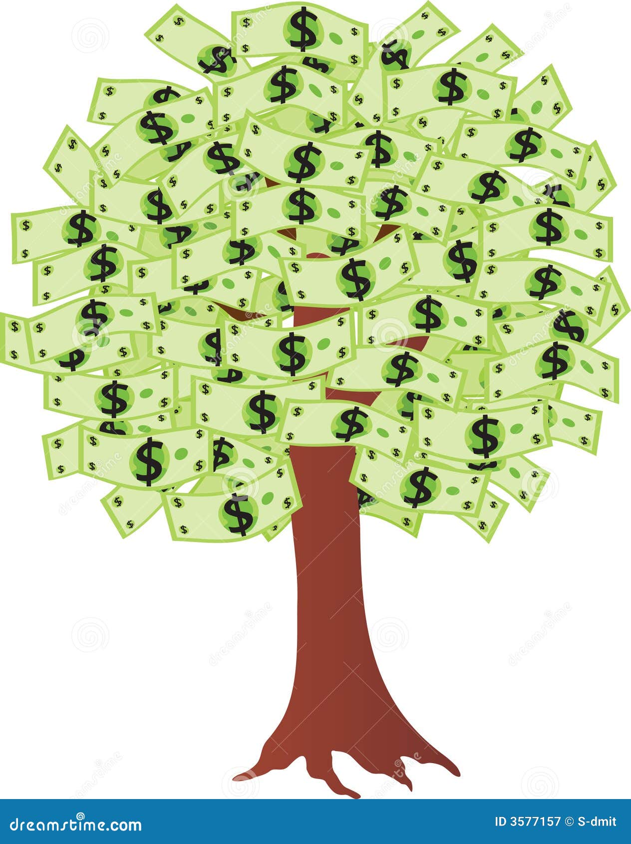 De Boom Van Het Geld Met Dollars Vector Illustratie - Illustration of ...