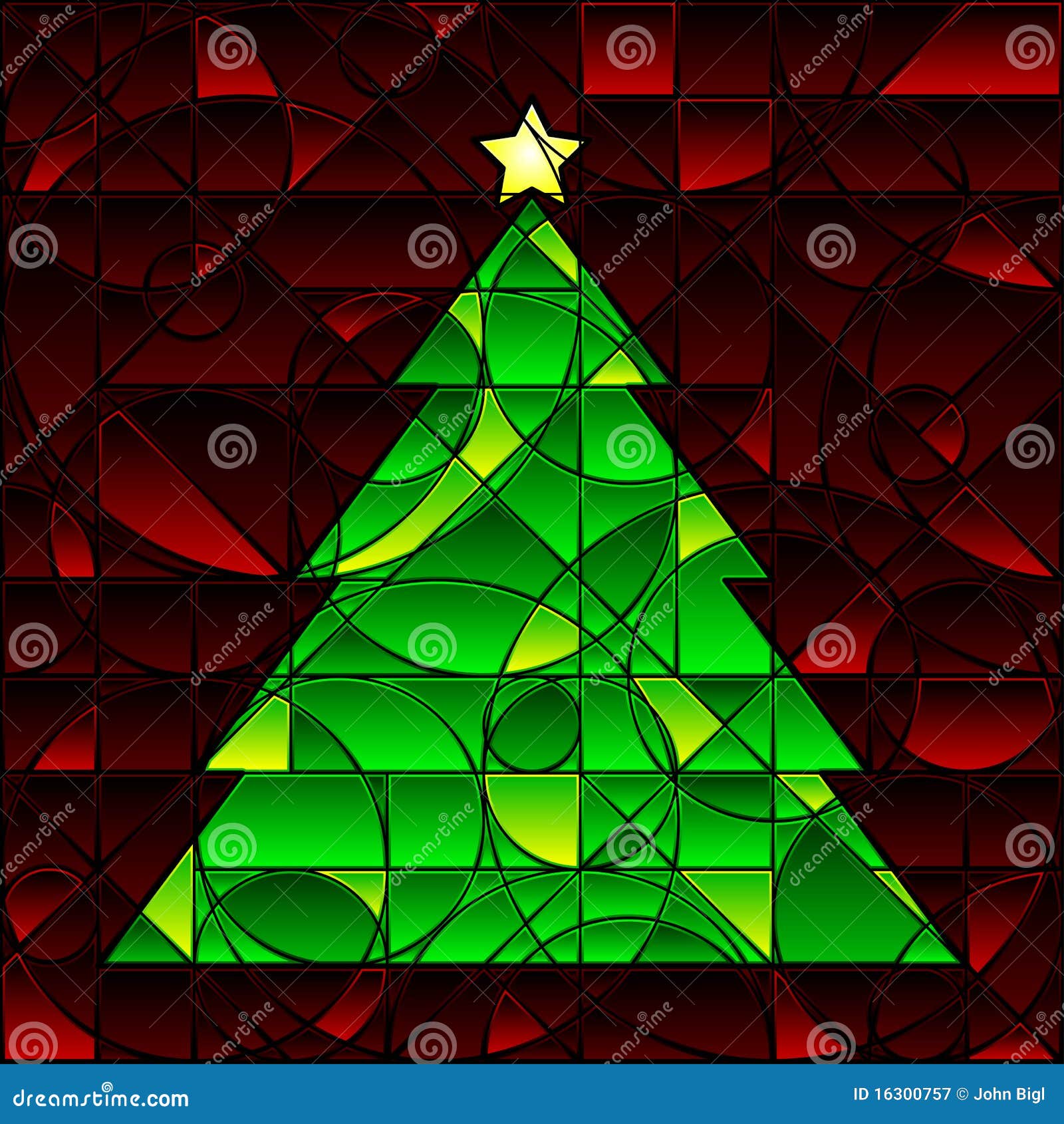 De Boom Van Kerstmis Van Het Gebrandschilderd Glas Vector Illustratie ...