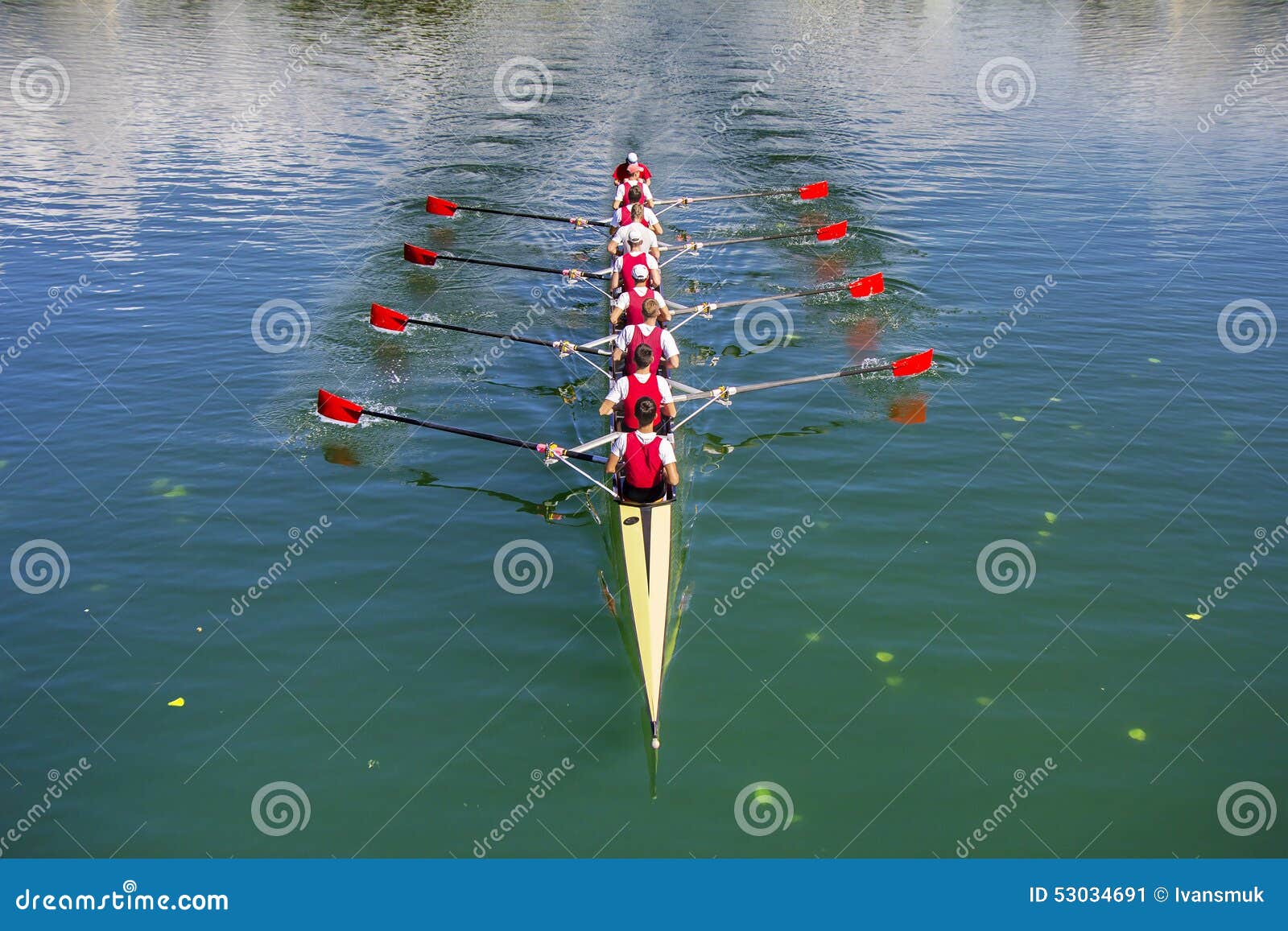 De Boot Coxed Acht Roeiers Het Roeien Stock Afbeelding - Image of acht ...