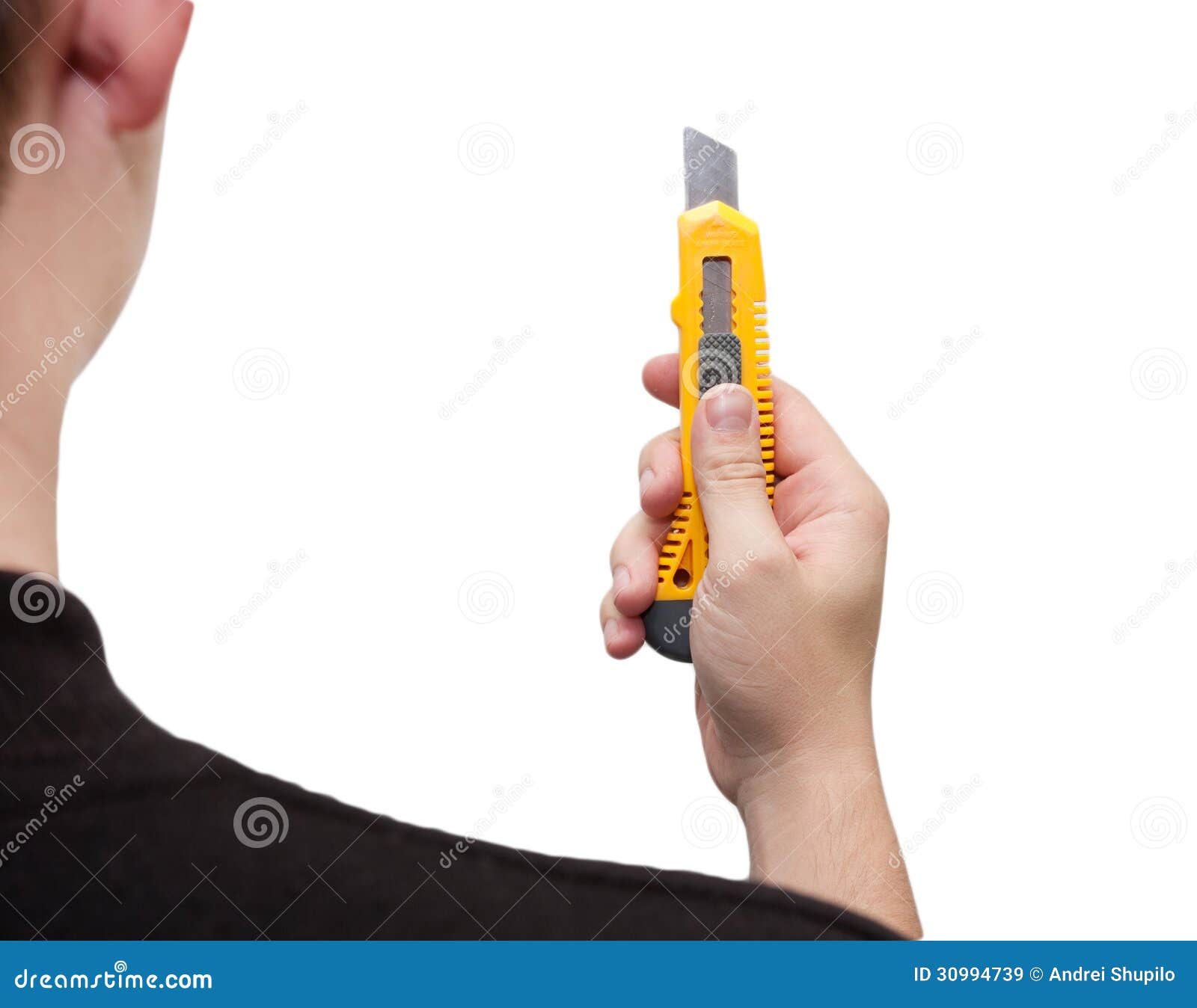 De Bouw Van Een Mes in Zijn Hand Stock Afbeelding - Image of werk, rand ...