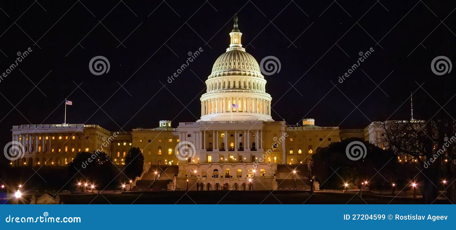 De Bouw Van Het Capitool Bij Nacht, Washington DC Stock Afbeelding ...