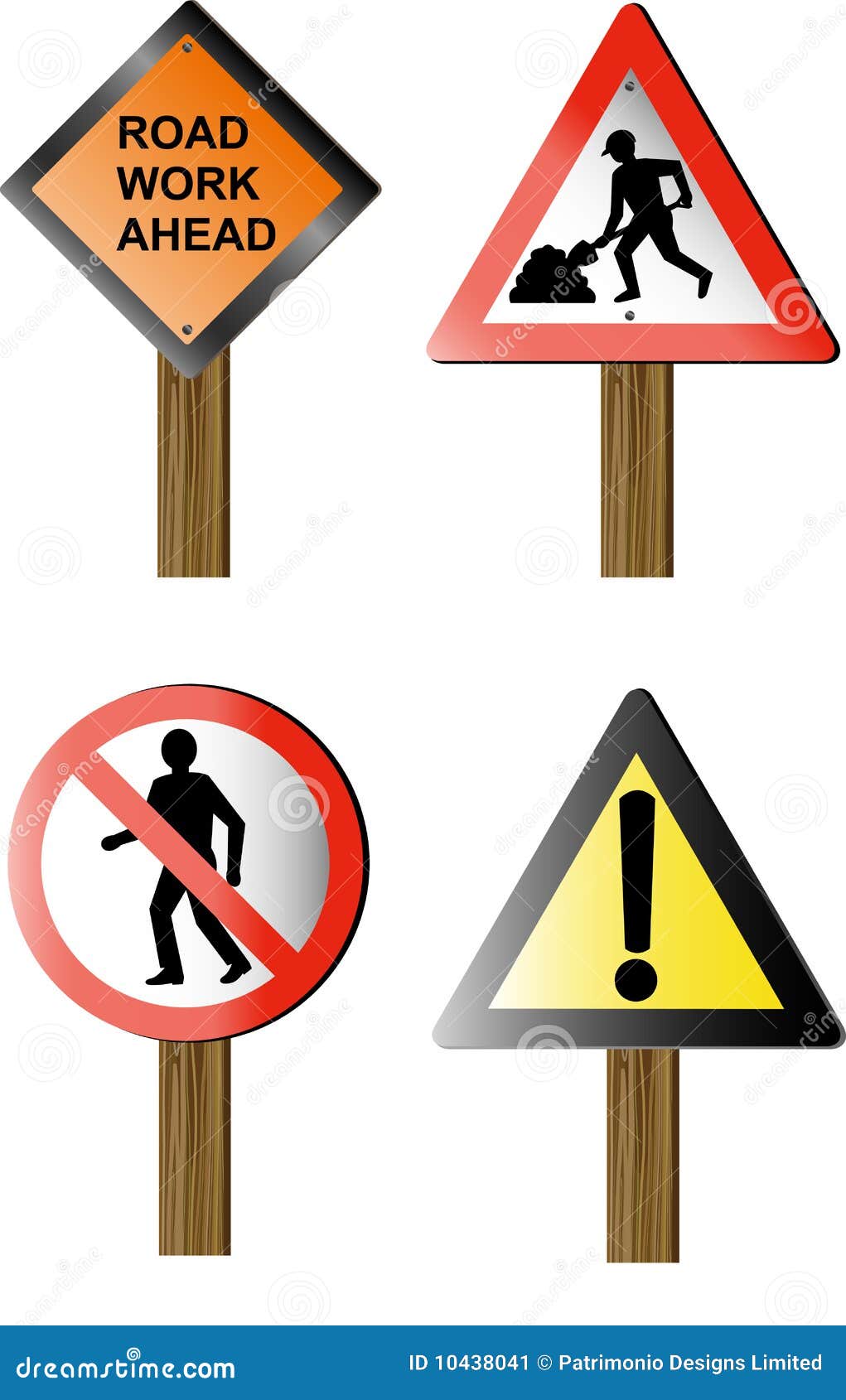 De Bouwwerftekens Van Wegwerkzaamheden Stock Illustratie - Illustration ...