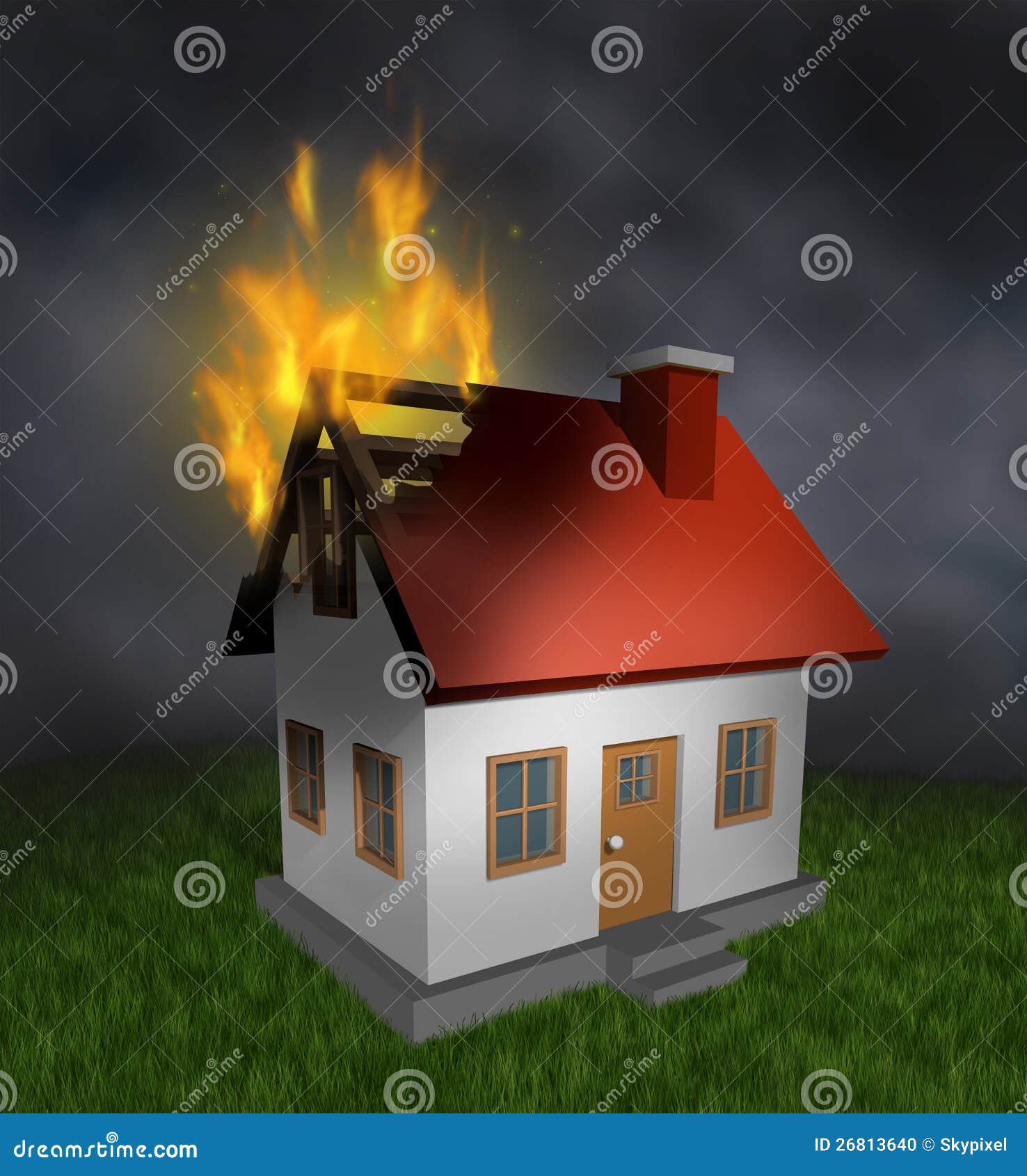 De Brand van het huis stock illustratie. Illustration of gebouwd - 26813640