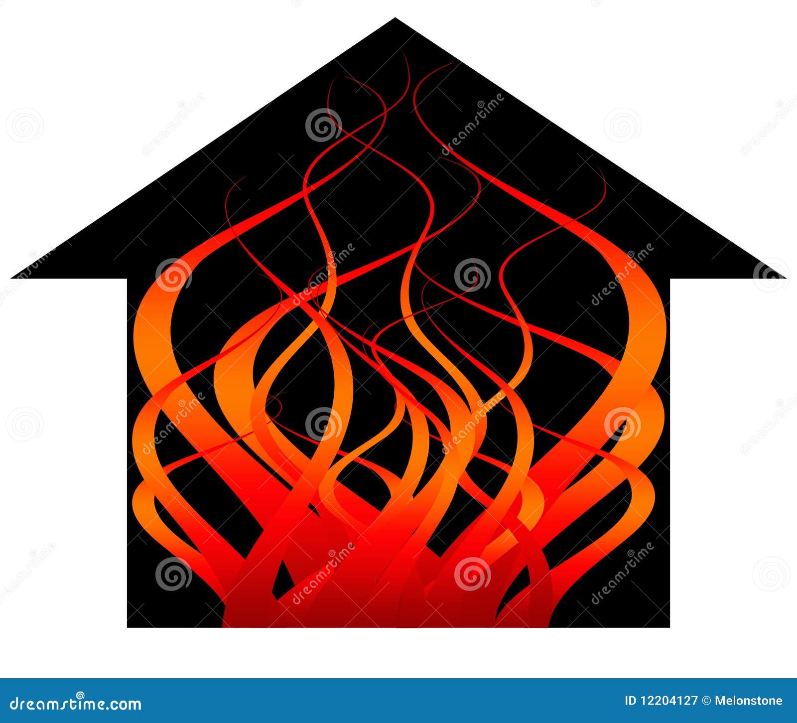 De Brand Van Het Huis Met Vlammen Stock Illustratie - Illustration of ...