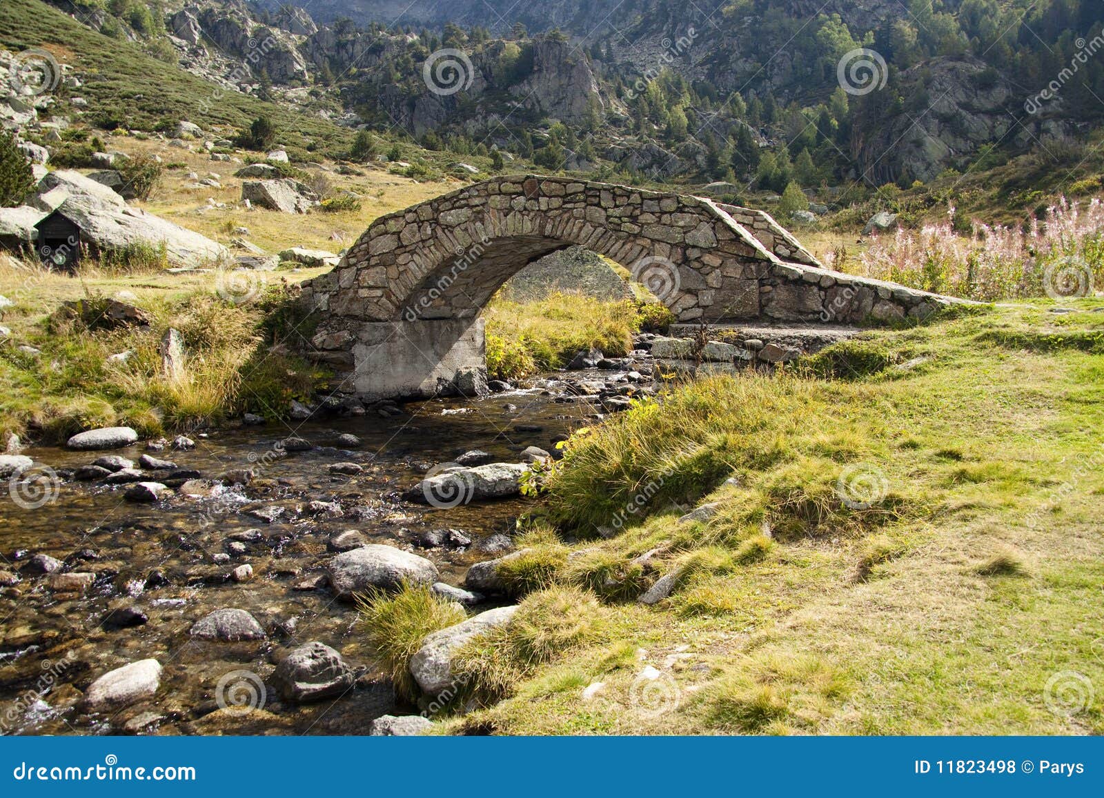 De Brug Van De Steen Over Rivier Stock Foto - Image of pyreneeën ...