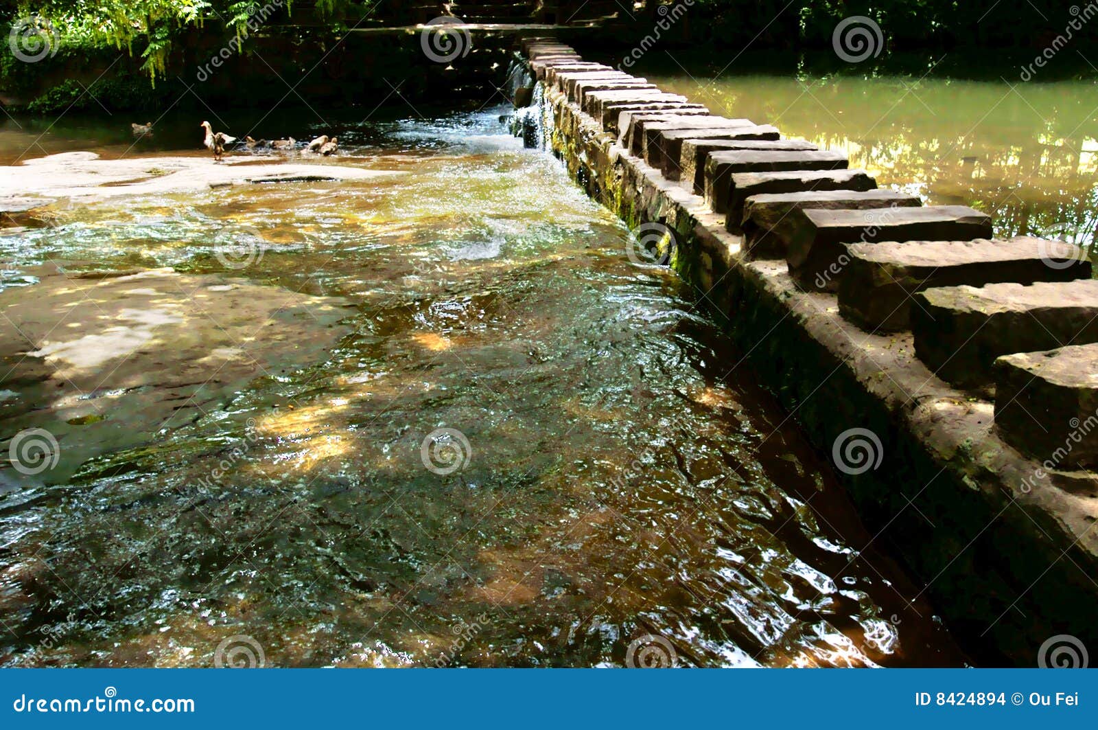 De Brug Van De Steen Over Rivier Stock Foto - Image of onkruid, stroom ...