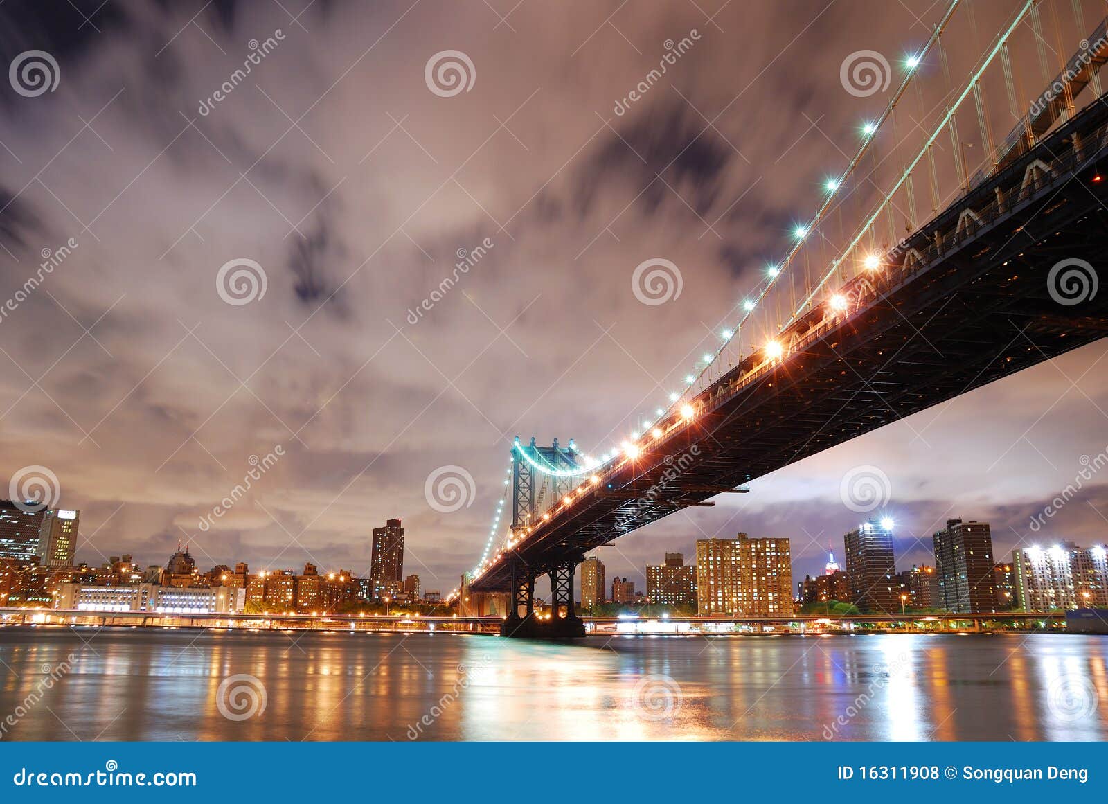 De Brug Van Manhattan Van De Stad Van New York Over Rivier Hudson Stock ...