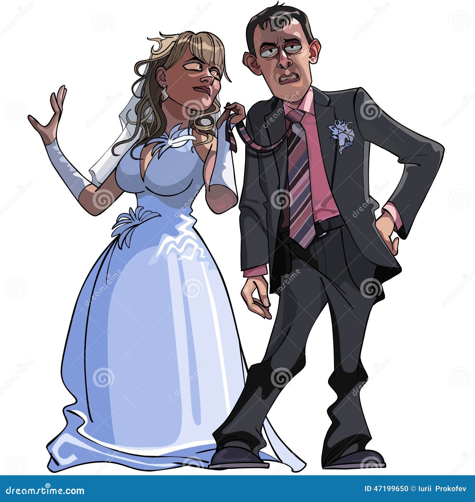 De Bruidegom En De Bruid Van Het Karikatuurbeeldverhaal Vector ...