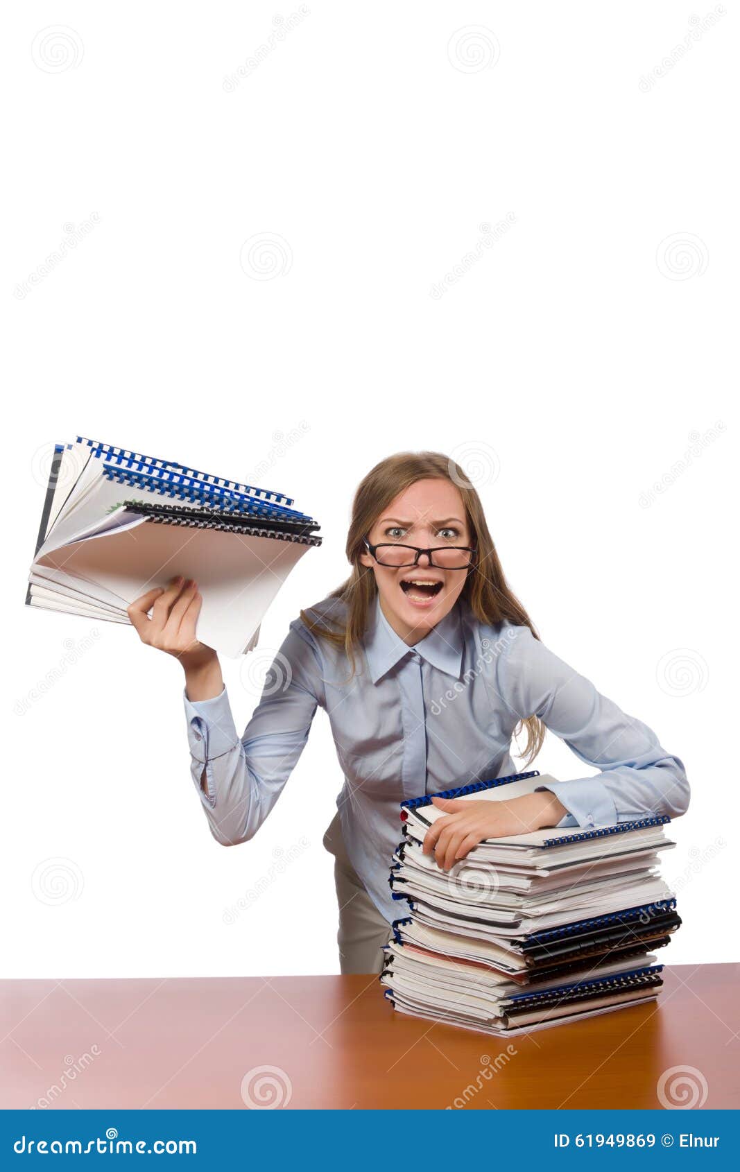 De Bureauwerknemer Bij Het Werklijst Met Documenten Stock Afbeelding ...