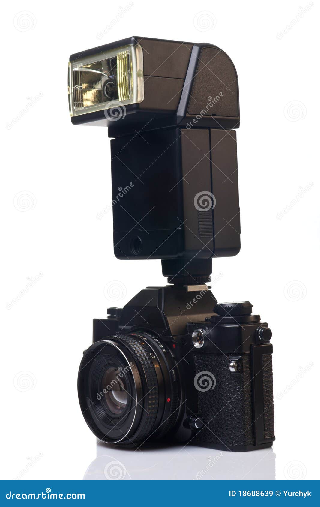 De Camera Van De Film Met Flits Stock Afbeelding - Image of optisch ...