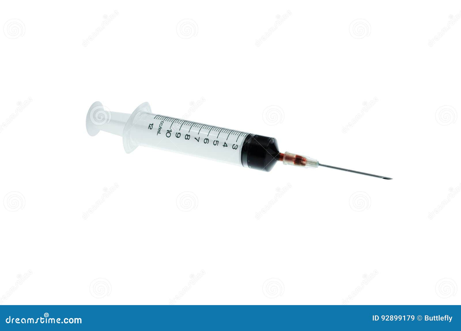 De 12cc Spuit Heeft Bloed Op De Binnen En Bloeddalingen Op Stock ...