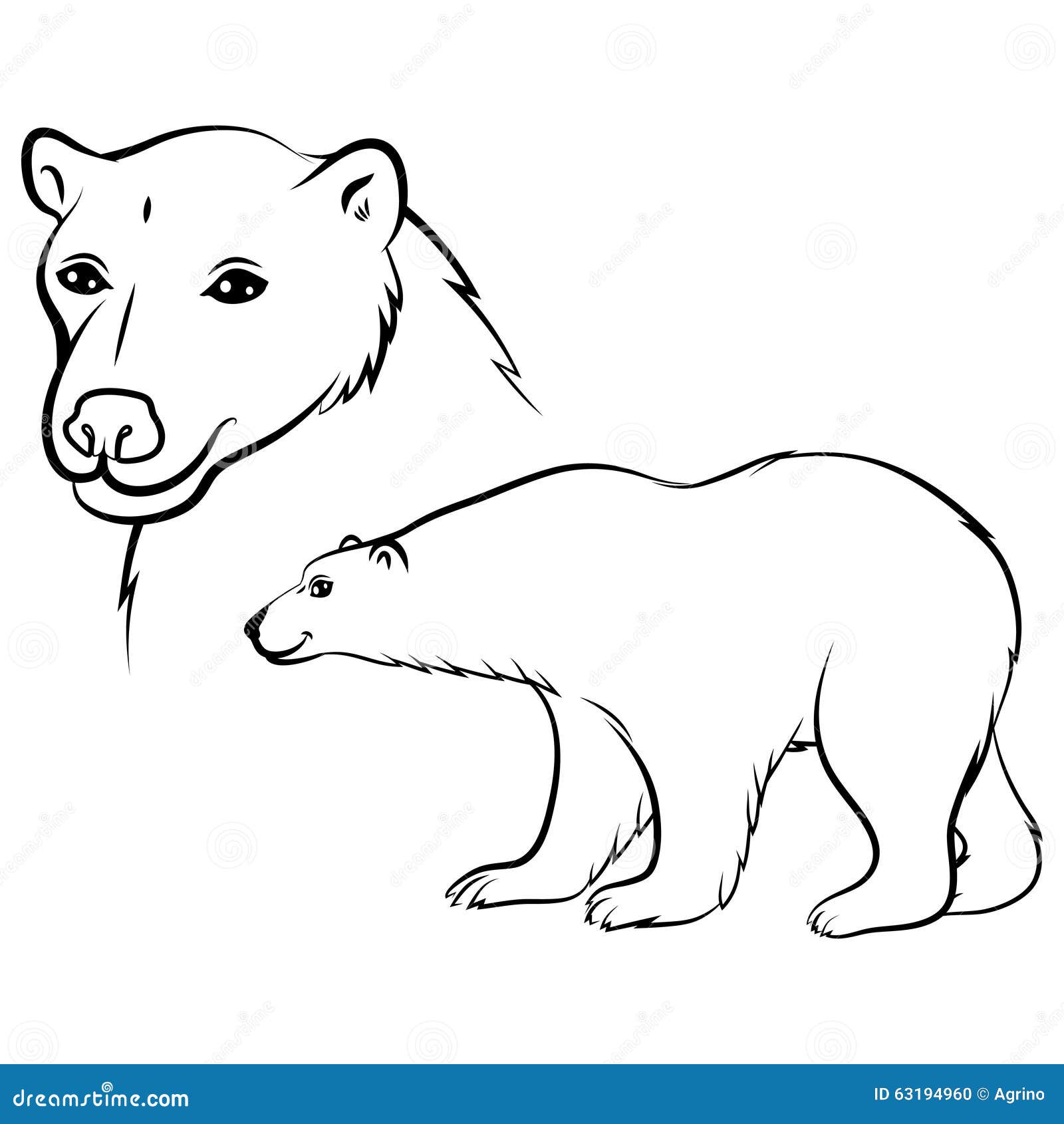 De Contour Van De Beeldverhaal Ijsbeer Vector Illustratie ...