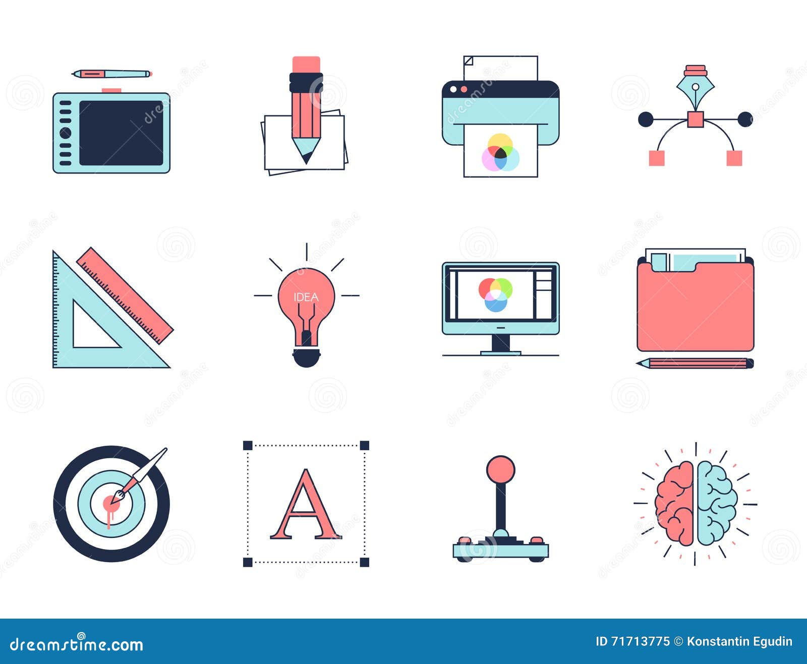 De Creatieve Pictogrammen Van Het Ontwerpproces Vector Illustratie ...