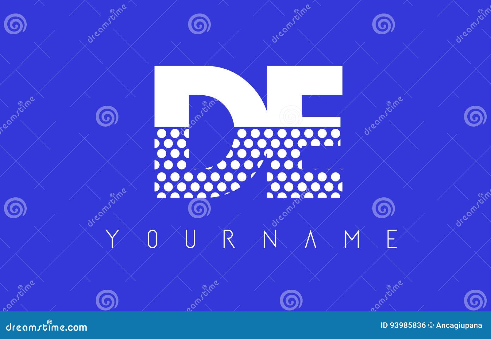 DE D E Dotted Letter Logo Design with Blue Background. Stock Vector ...