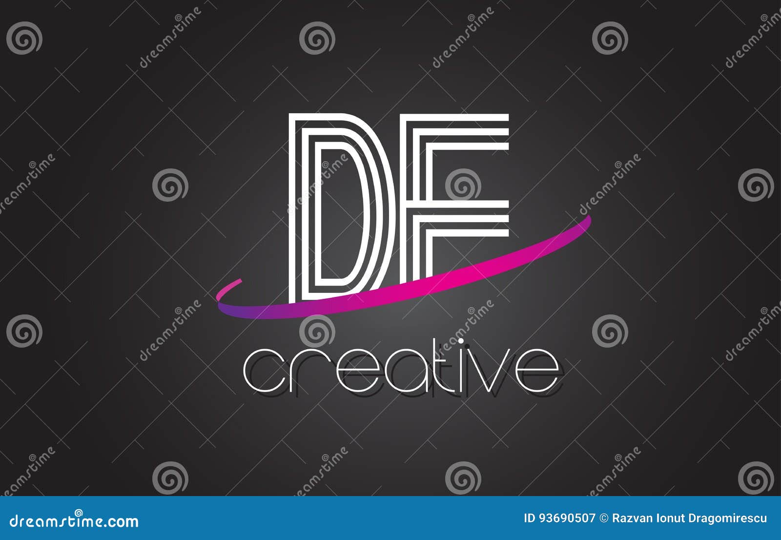DE D E Letter Logo with Lines Design and Purple Swoosh. Stock Vector ...
