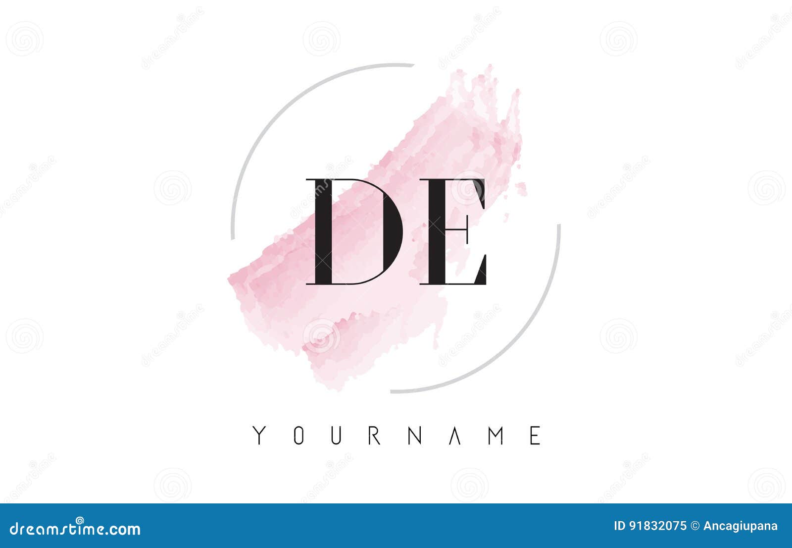 DE D E Watercolor Letter Logo Design with Circular Brush Pattern Stock ...
