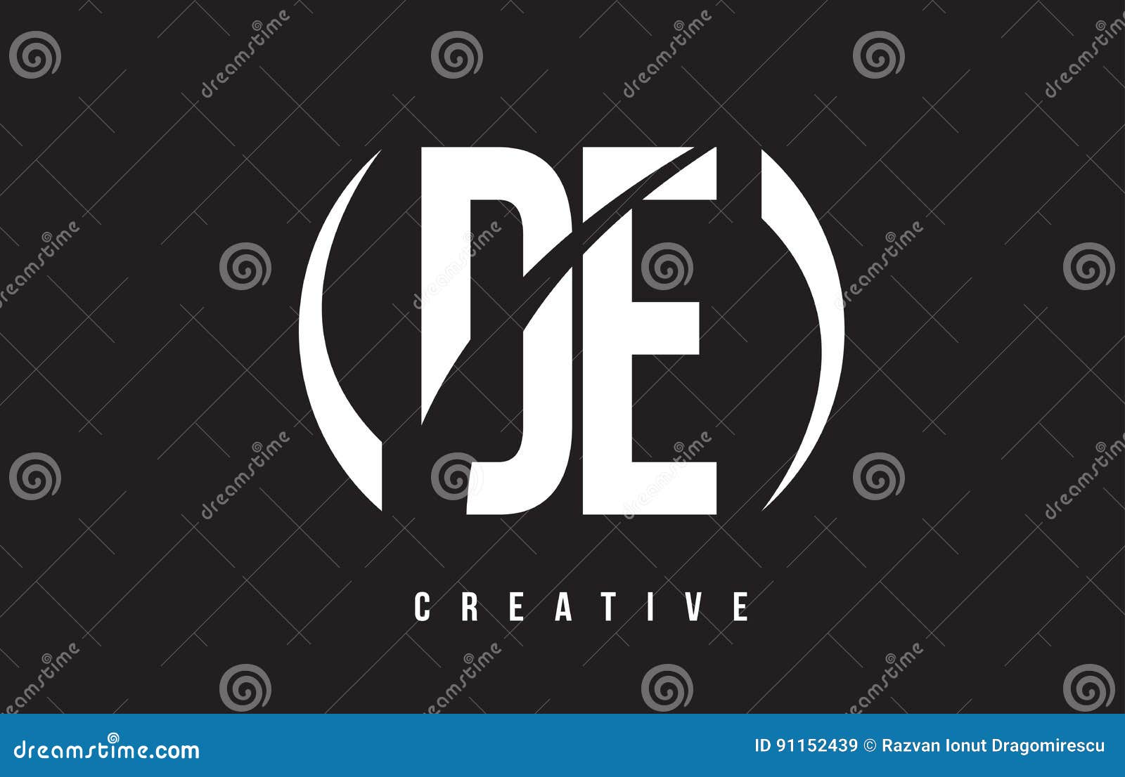 DE D E White Letter Logo Design with Black Background. Stock Vector ...