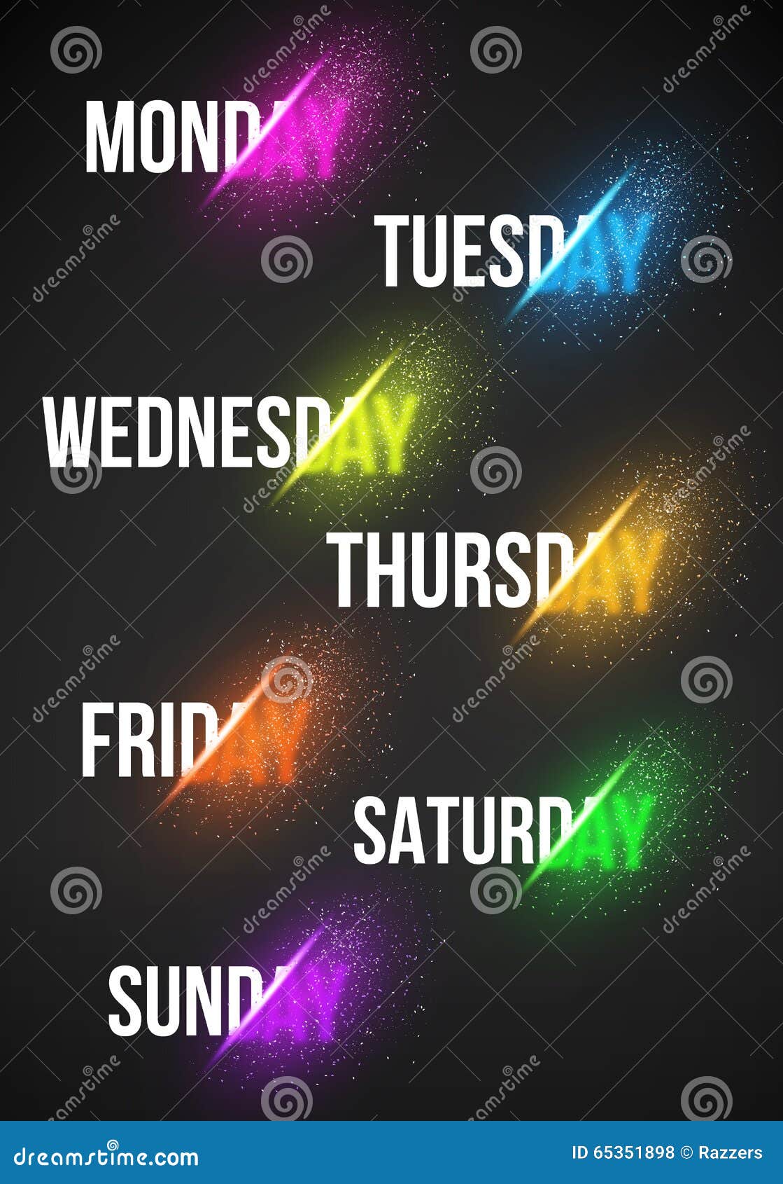 De Dagen Van De Kalenderweek Met Vectorexplosieeffect Vector ...