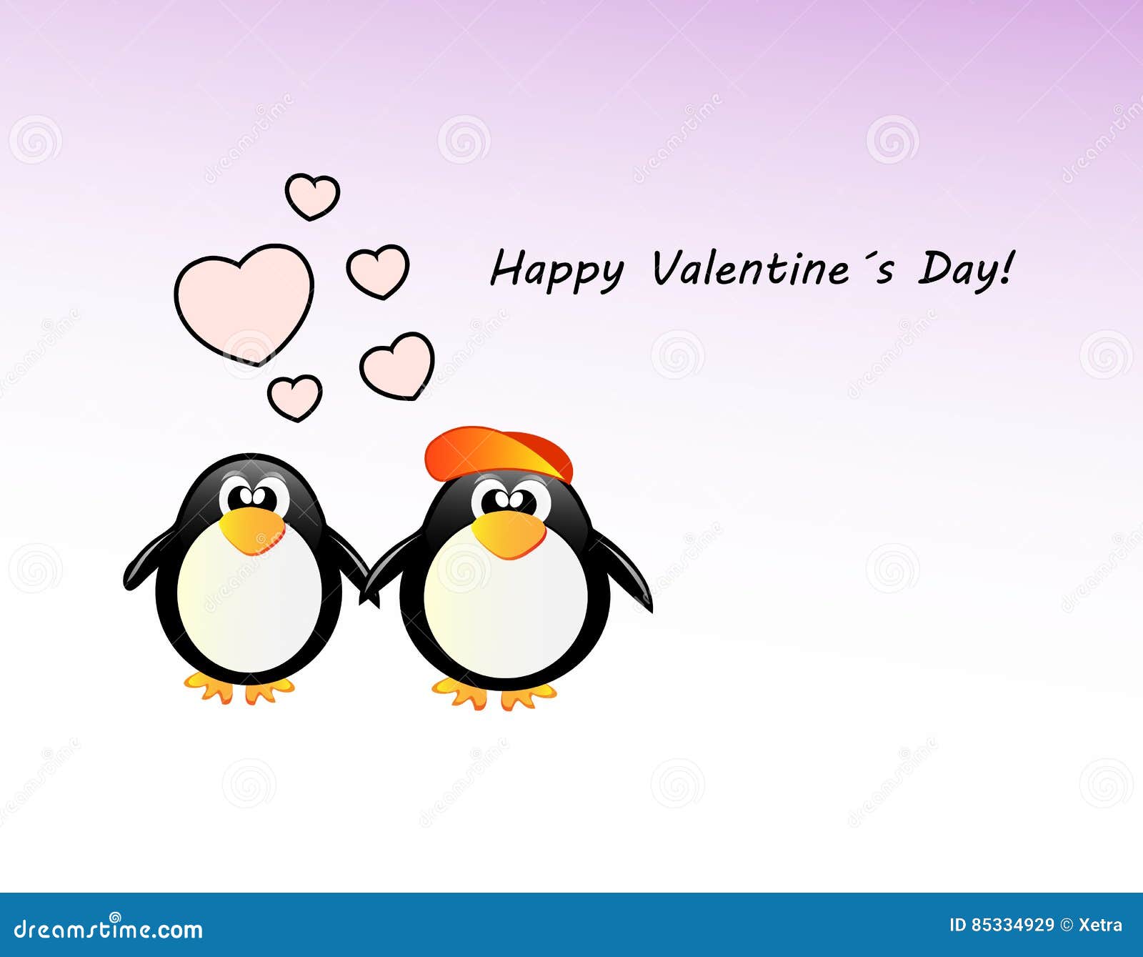 De Dagkaart Van Vectorvalentineâ Met Pinguïn Vector Illustratie ...