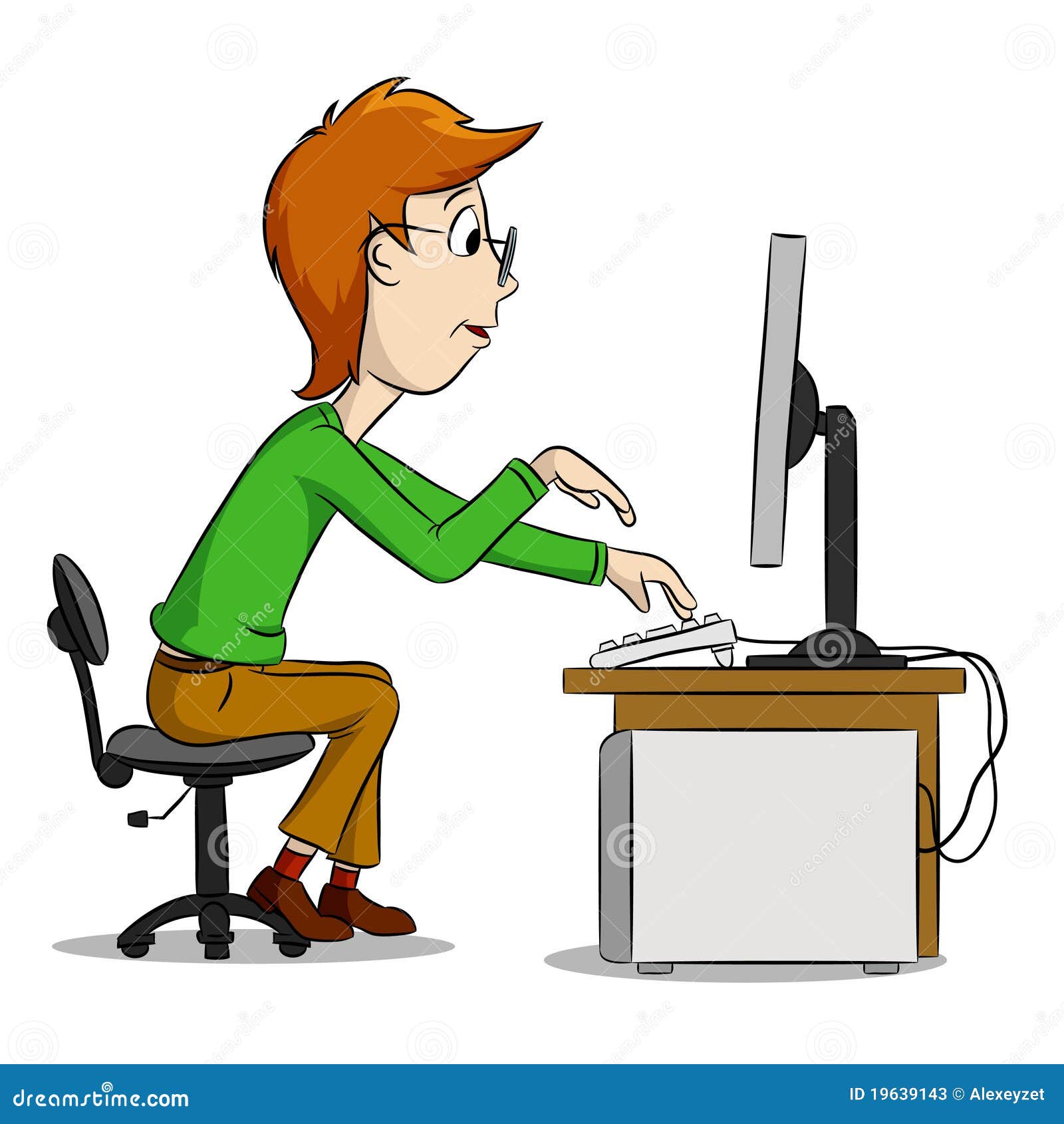 De De Grappige Jongen En Computer Van Het Beeldverhaal Vector ...