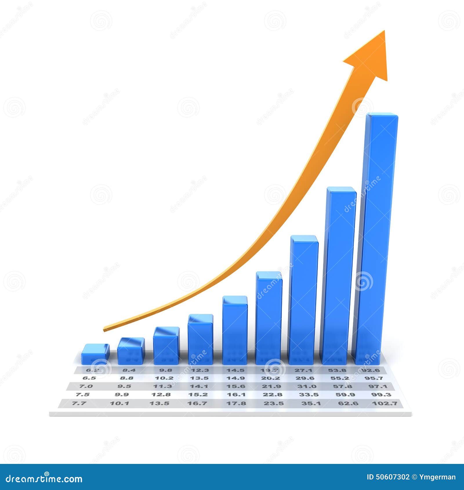 De De Groeigrafiek Met 3d Gegevens, Geeft Terug Stock Illustratie ...