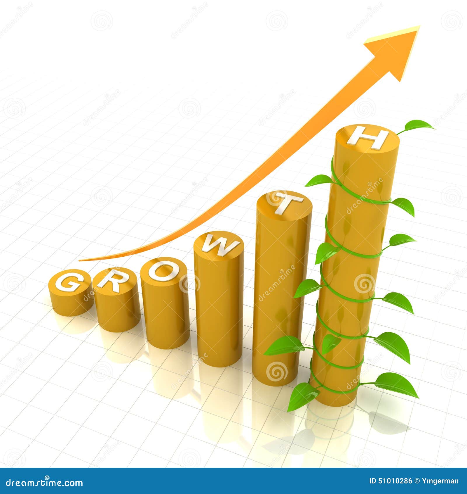 De De Groeigrafiek Met 3d Jonge Plant, Geeft Terug Stock Illustratie ...