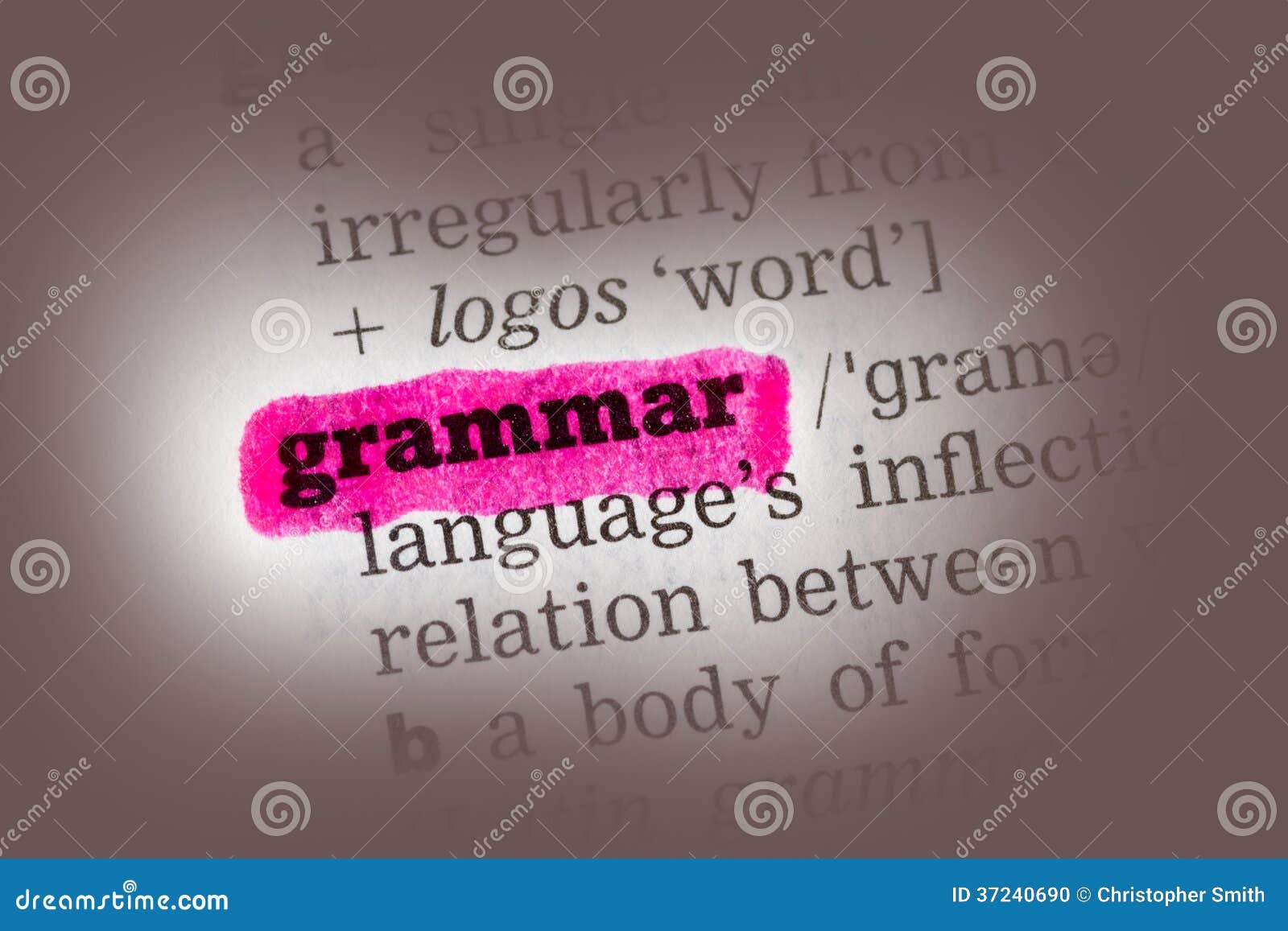 De Definitie Van Het Grammaticawoordenboek Stock Foto - Image of ...