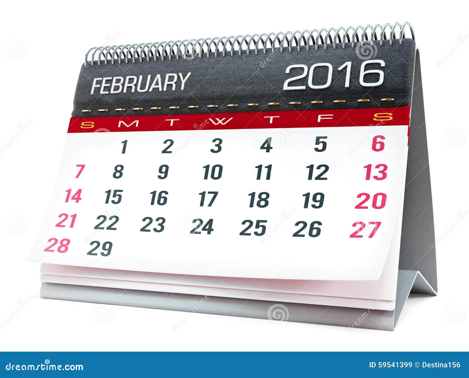 De Desktopkalender Van Februari 2016 Stock Illustratie - Illustration ...