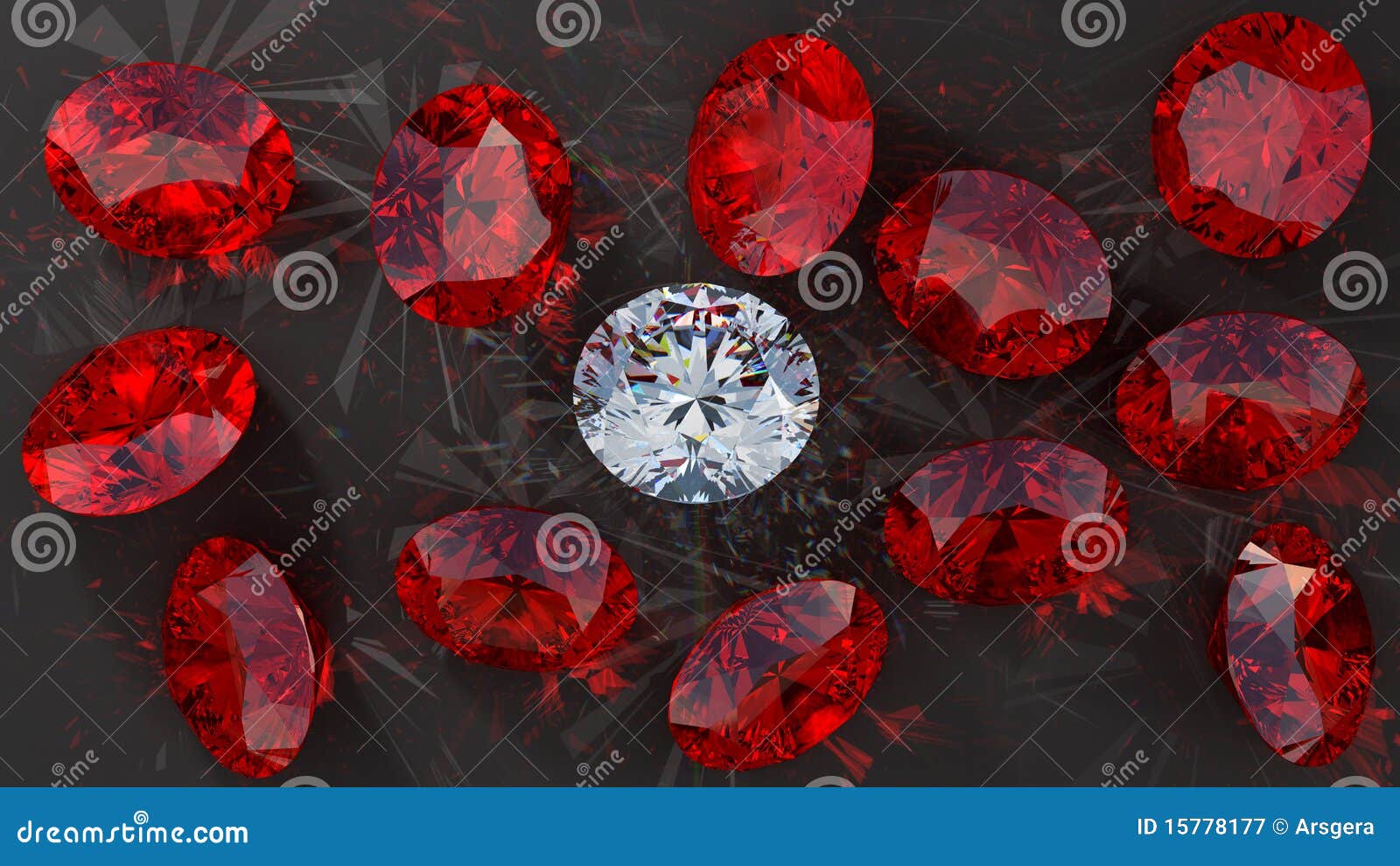 De Diamant Van Het Kristal Onder Rode Robijnen Stock Illustratie ...