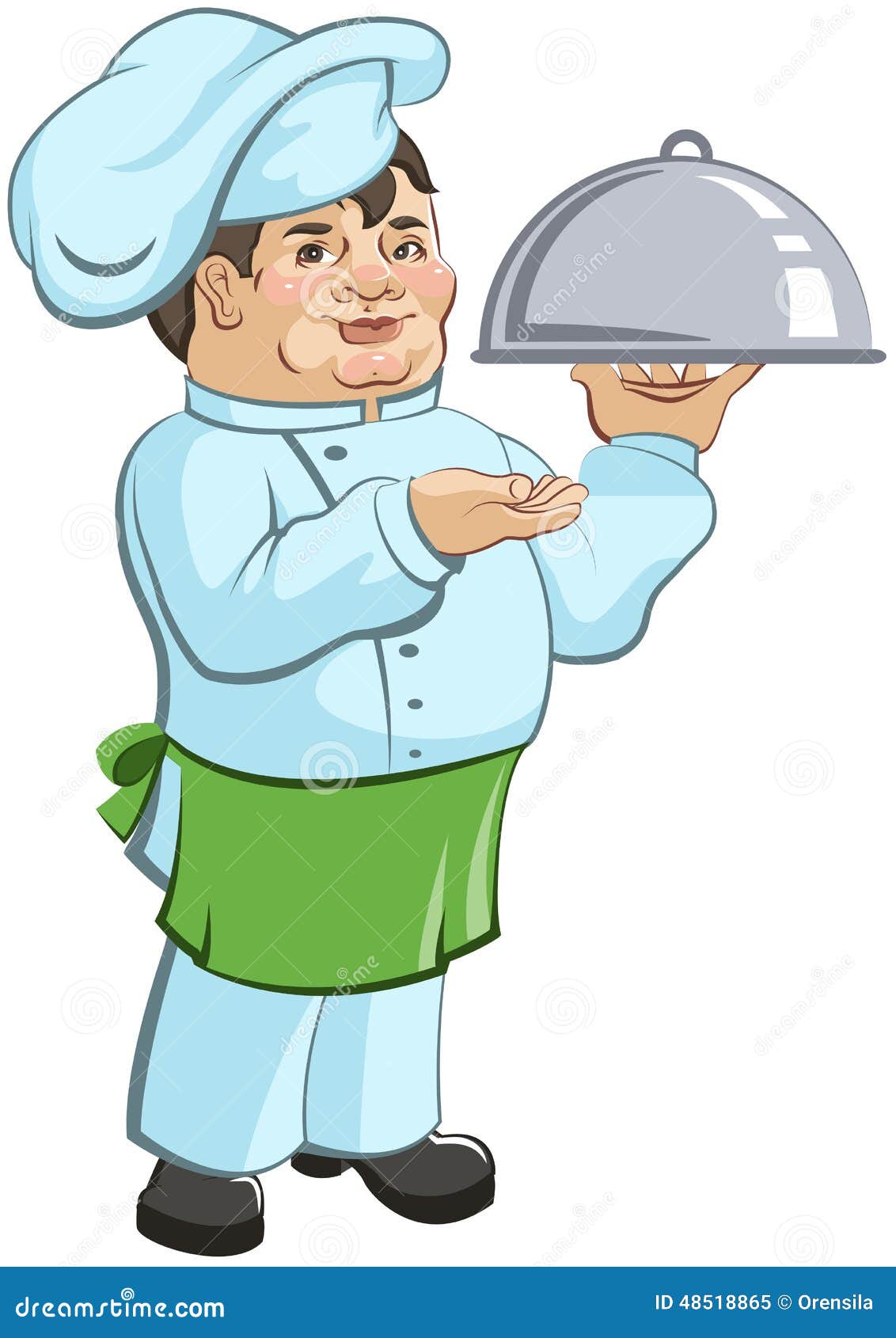 De Dikke Chef-kokkok is Een Schotel Vector Illustratie - Illustration ...