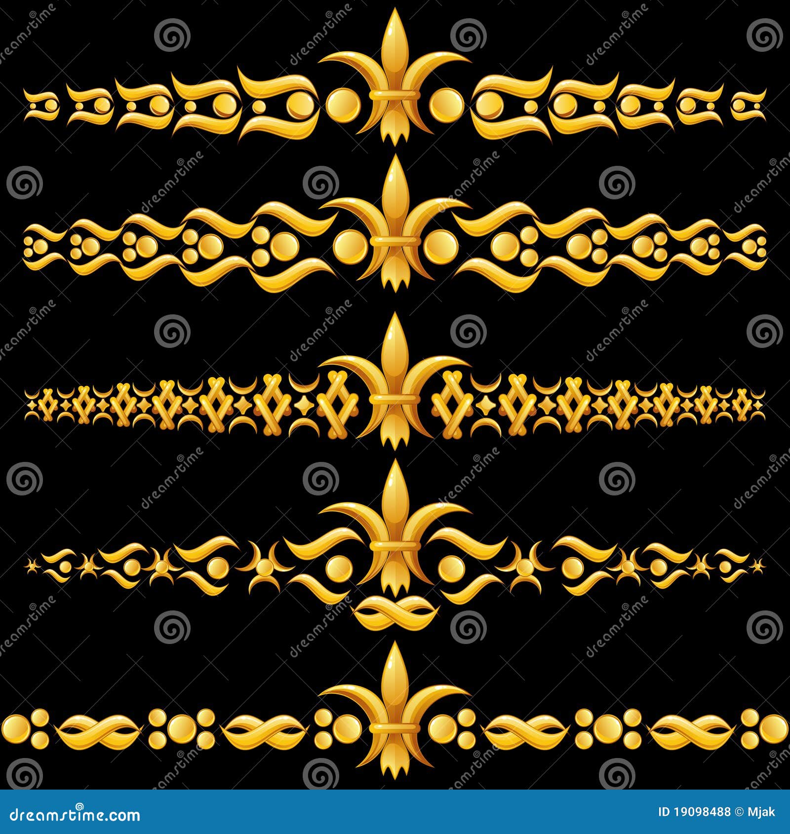 De dividers fleur金黄lis 向量例证. 插画 包括有 减速火箭, 花卉, 线路, 金黄 - 19098488