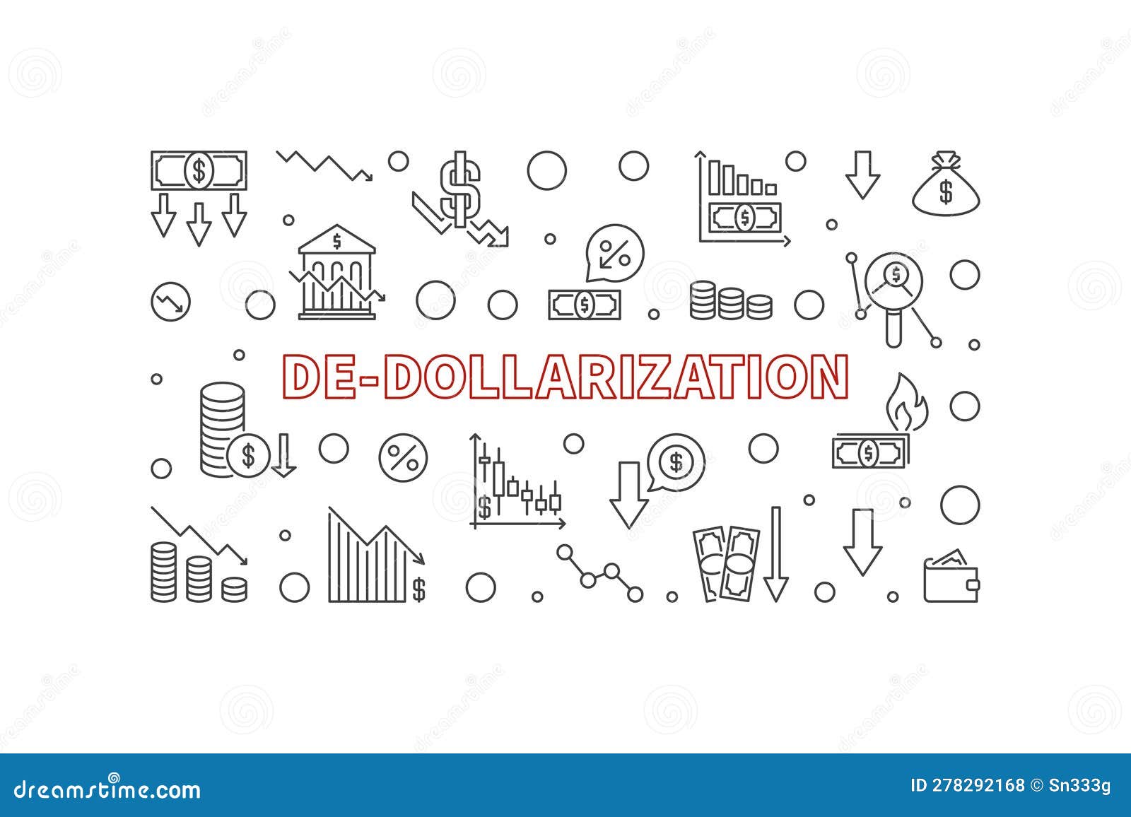 Dedollarisation Vector Concept Round Golden Linear Banner - De ...