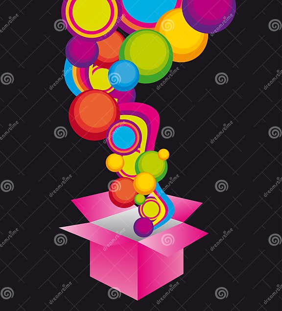 De doos van de verrassing vector illustratie. Illustration of viooltje ...