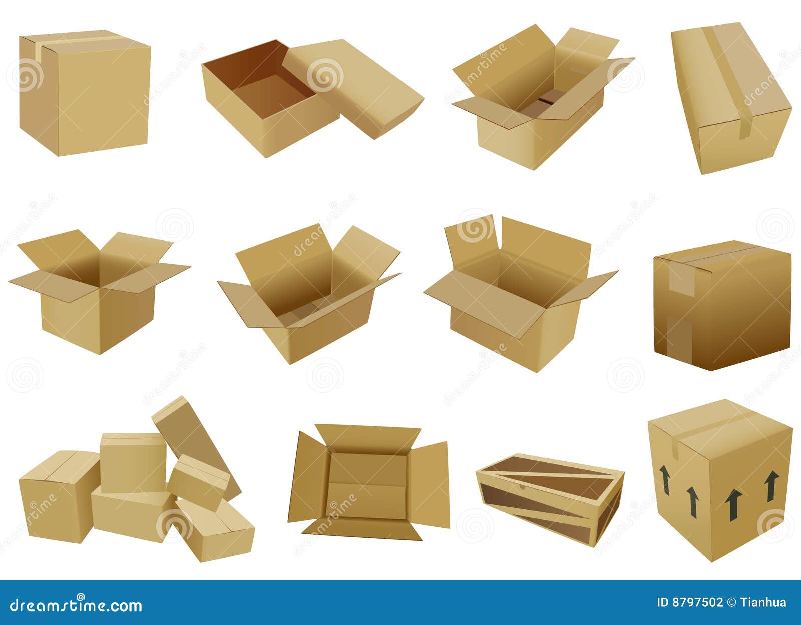 De doos van het karton vector illustratie. Illustration of stapel - 8797502