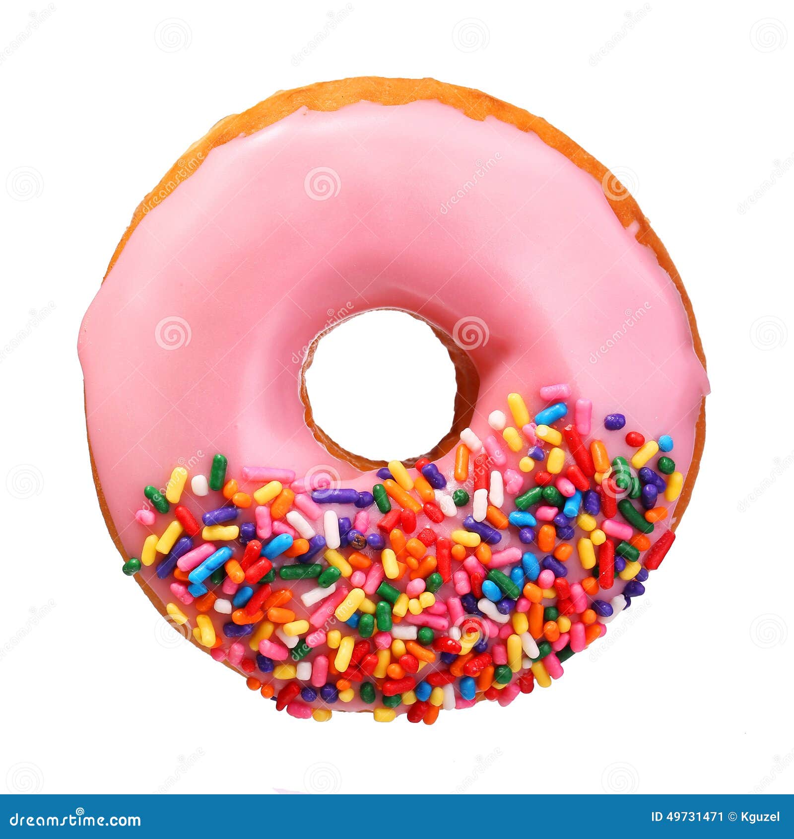 De Doughnut Met Bestrooit Geïsoleerd Op Wit Stock Afbeelding - Image of ...