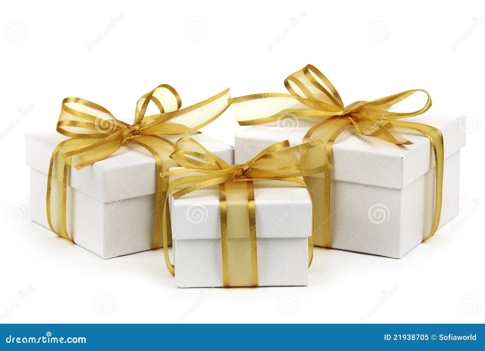 De Dozen Van De Gift Met Gouden Lint Stock Afbeelding - Image of ...