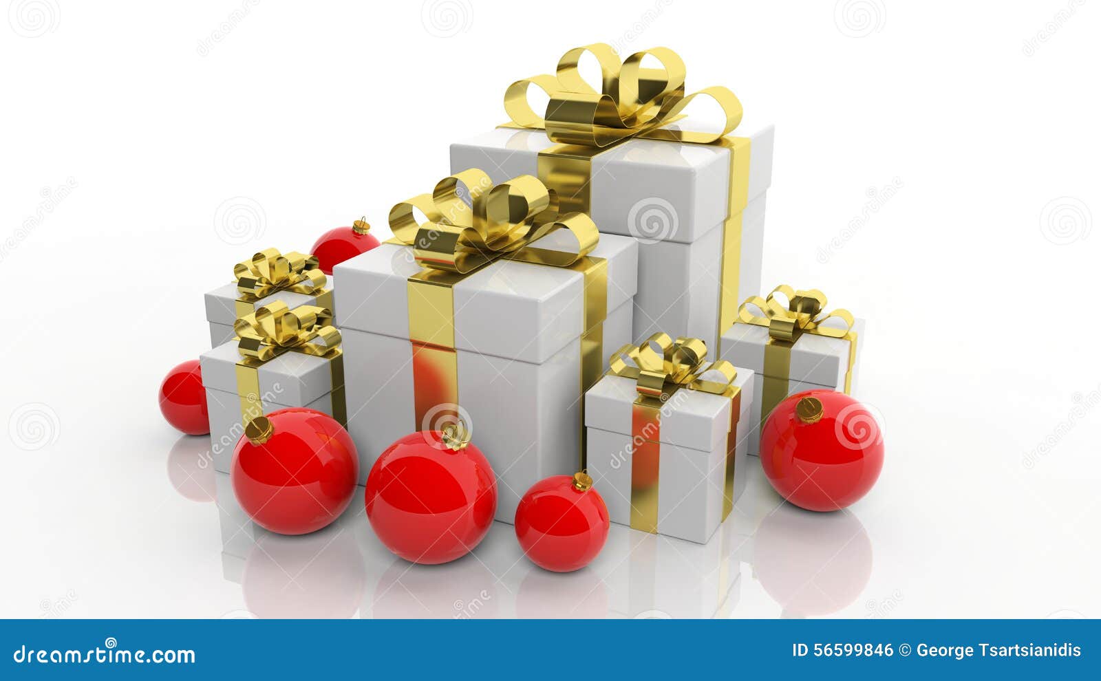 De Dozen Van De Gift Met Gouden Lint Stock Illustratie - Illustration ...