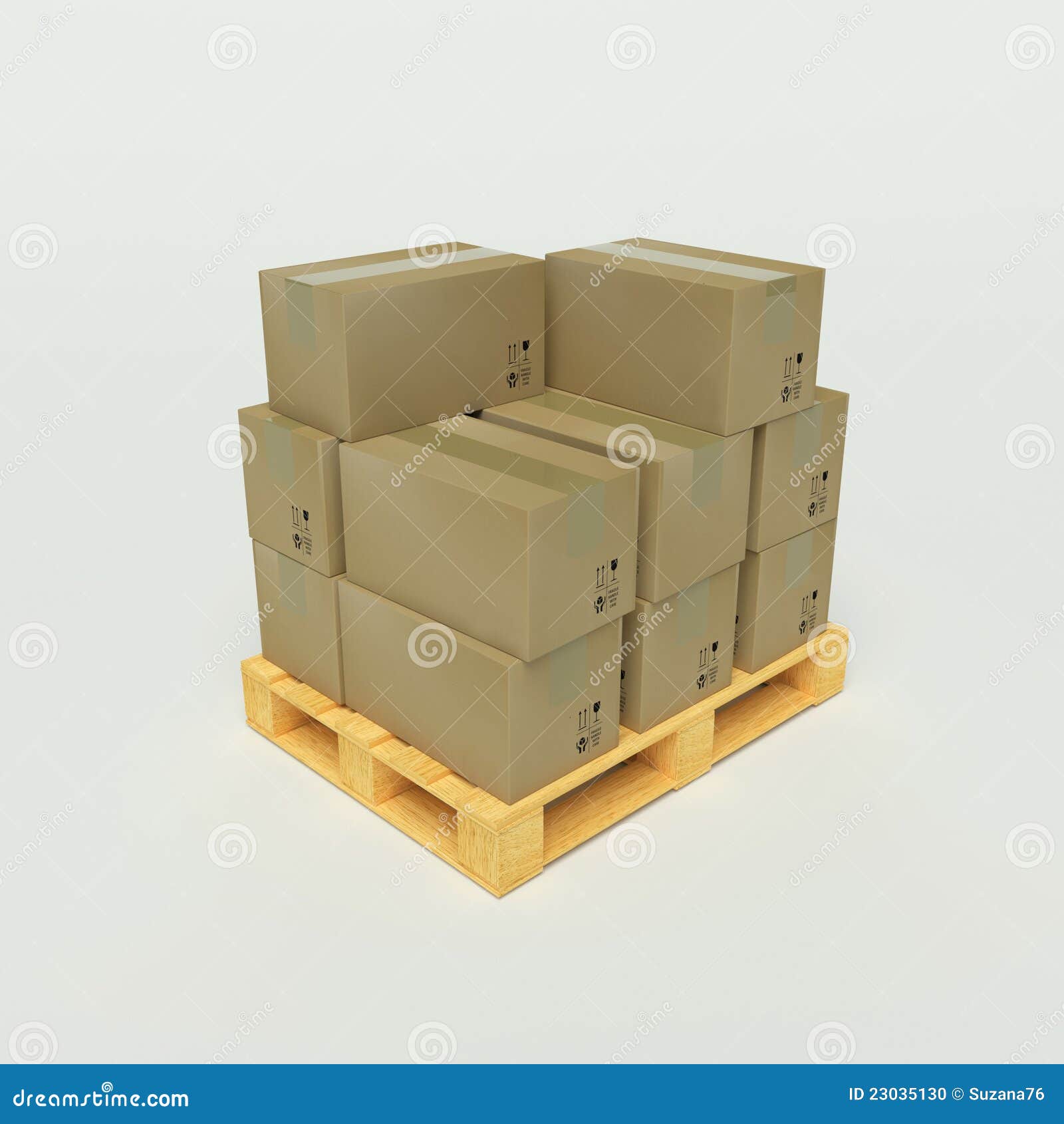 De Dozen Van Het Karton Op Houten Pallets Stock Illustratie ...