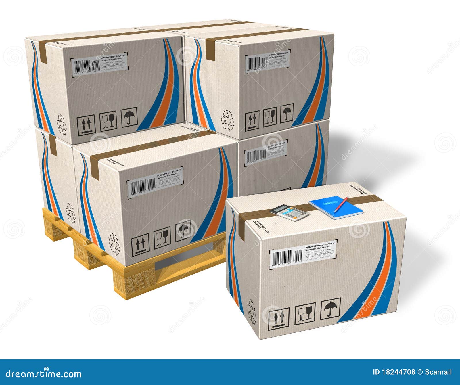 De Dozen Van Het Karton Op Pallet Stock Illustratie - Illustration of ...