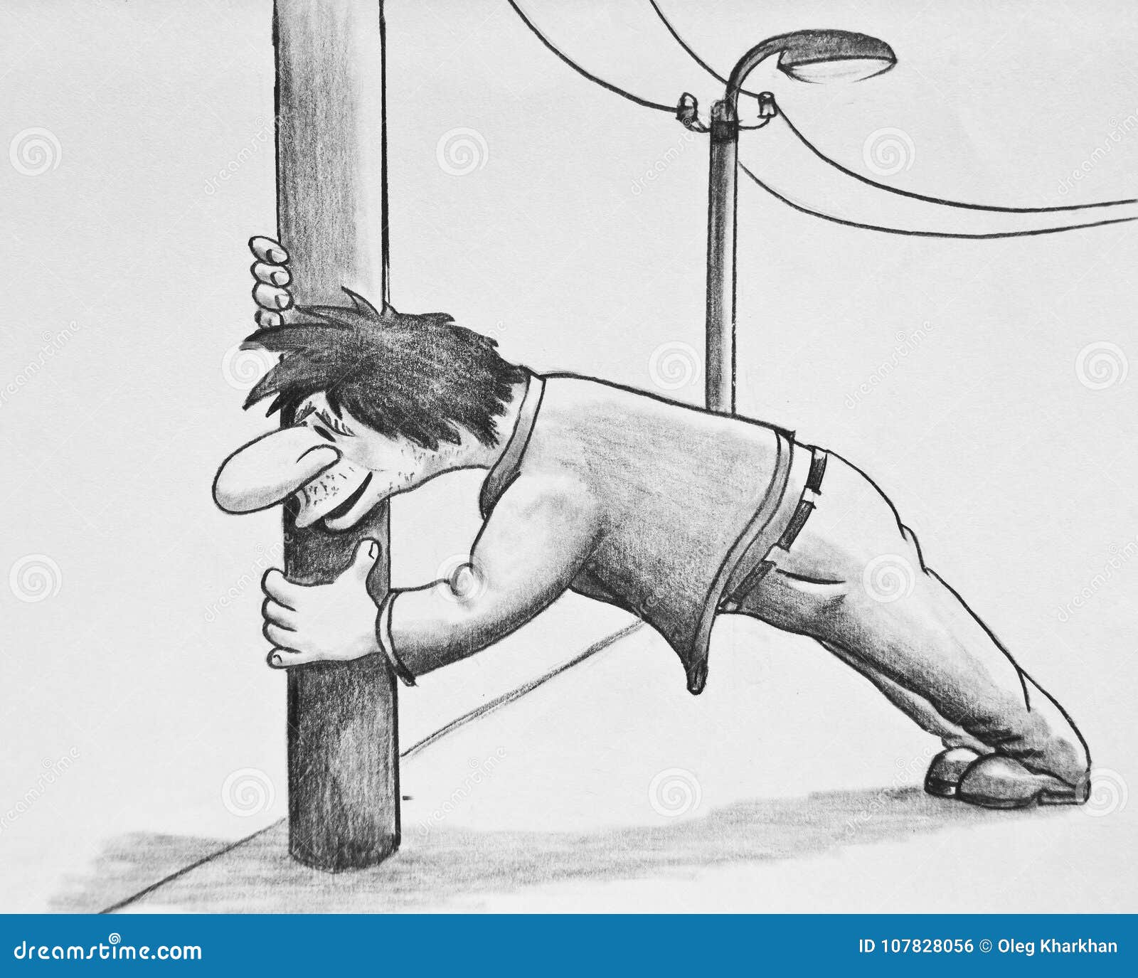 De Dronken Man Houdt De Pool Stock Illustratie - Illustration of ...