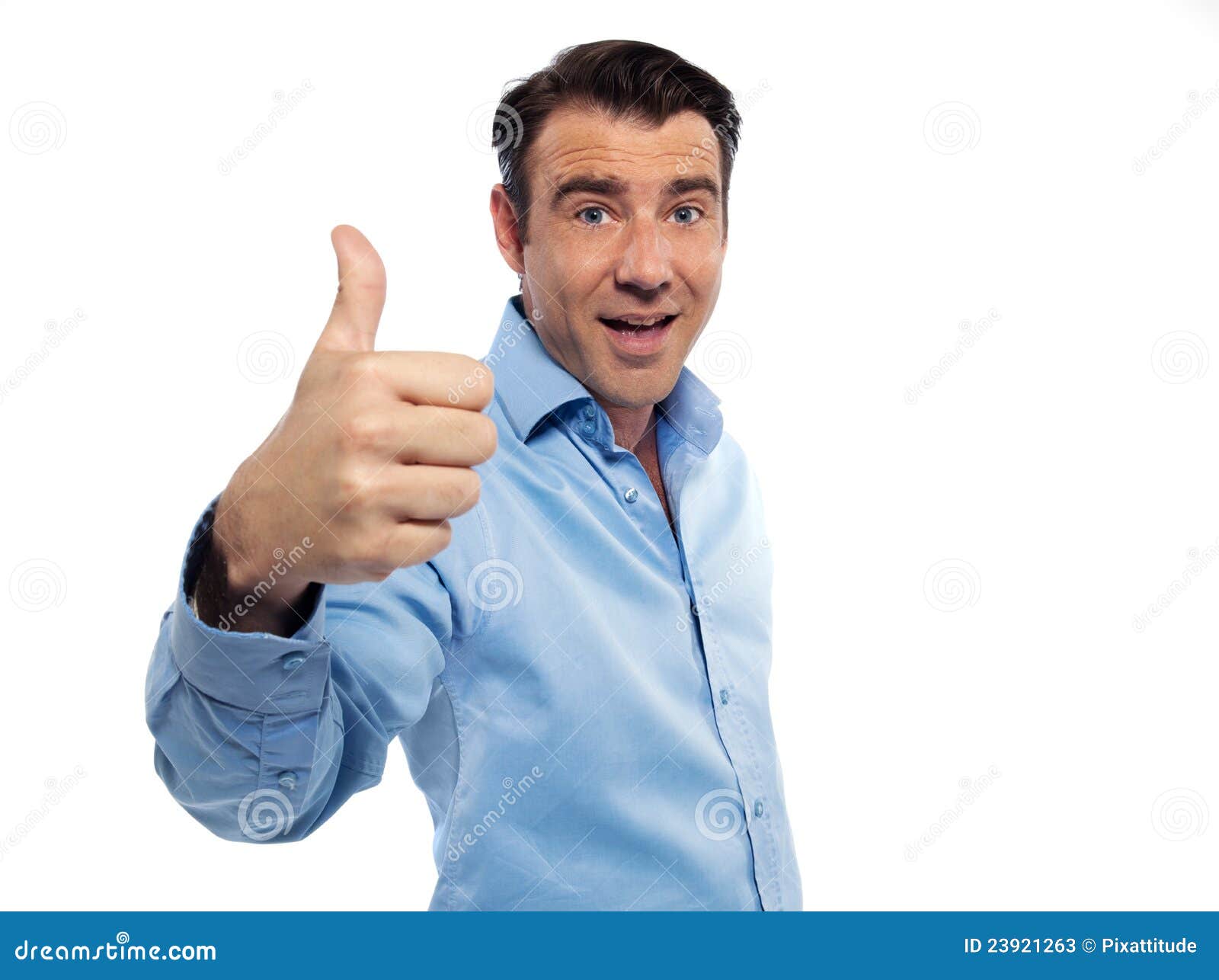 De Duim Van Het Portret Van De Mens Omhoog Stock Afbeelding - Image of ...