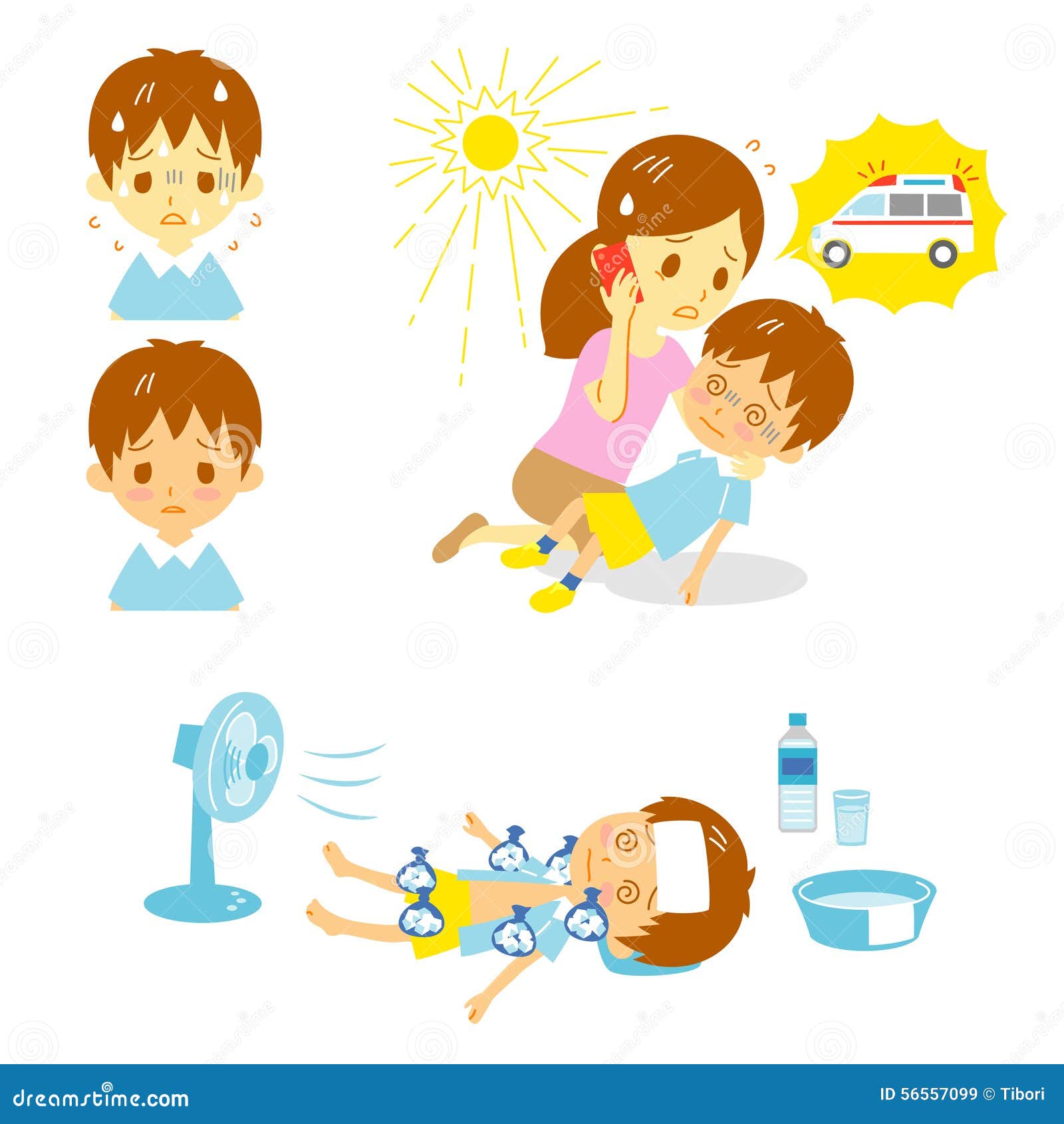 De Eerste Hulp Van De Hitteberoerteziekenwagen Vector Illustratie ...