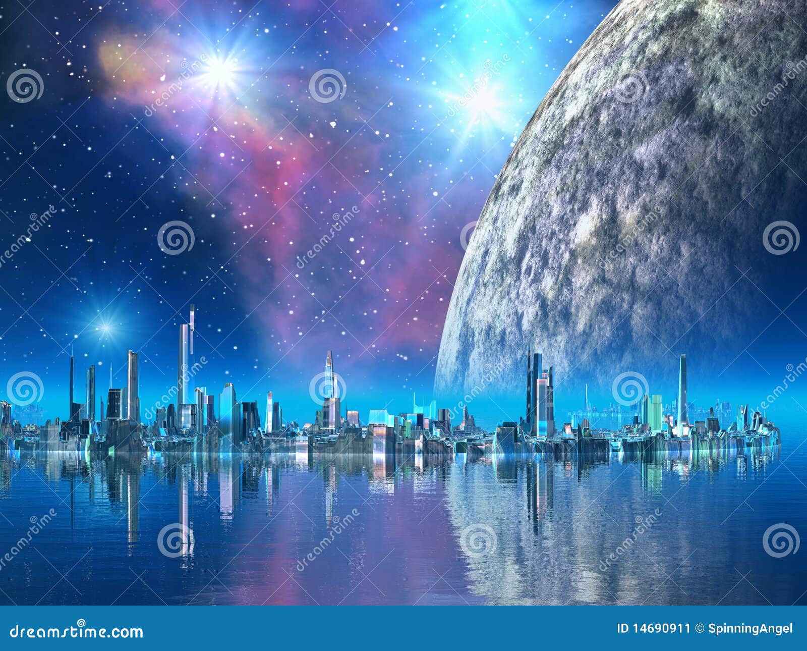 Futuristische Ijs Steden Brand Verwoest Gebouw Van Het NUT