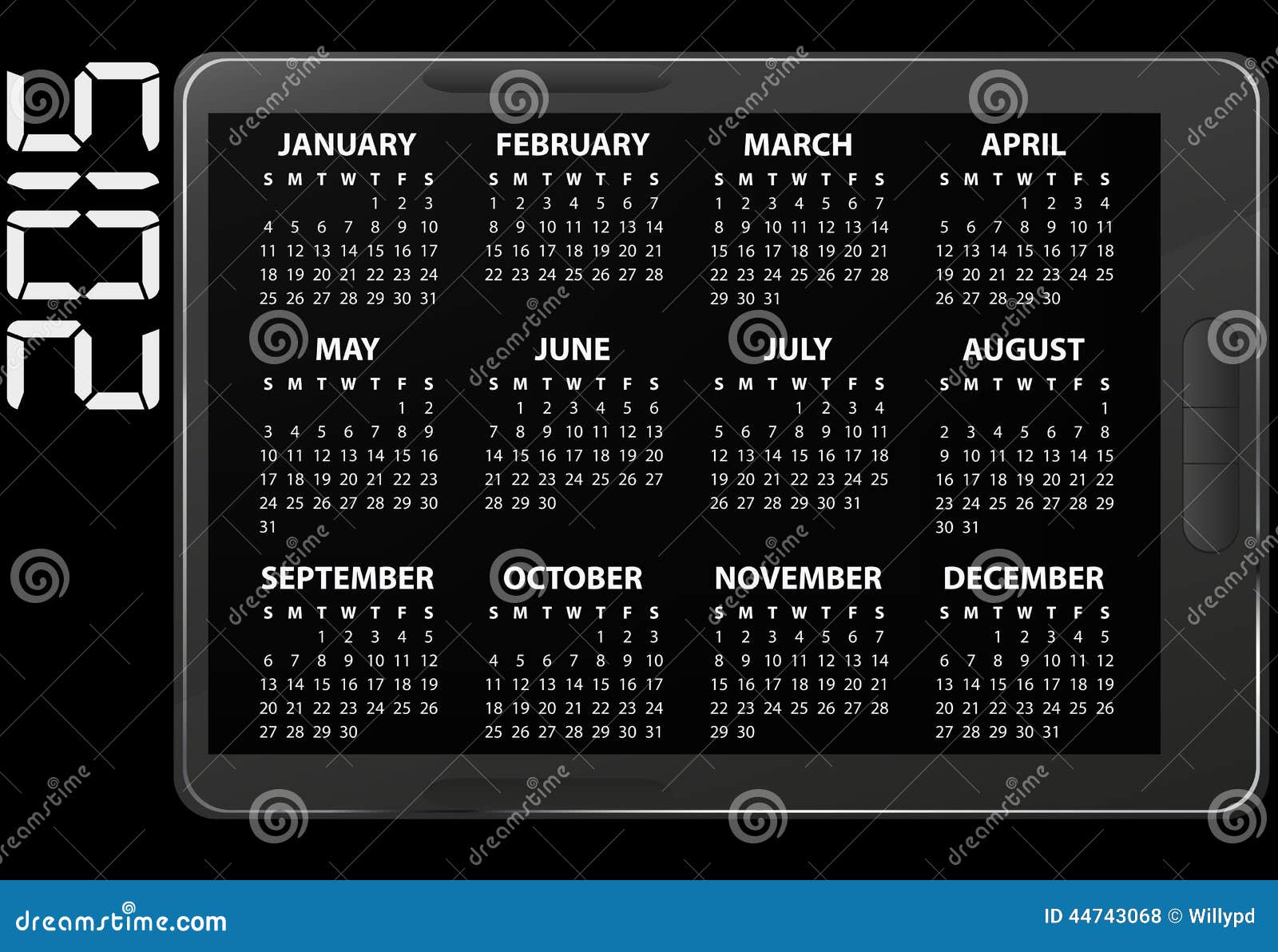 De Elektronische Kalender Van 2015 Vector Illustratie - Illustration of ...